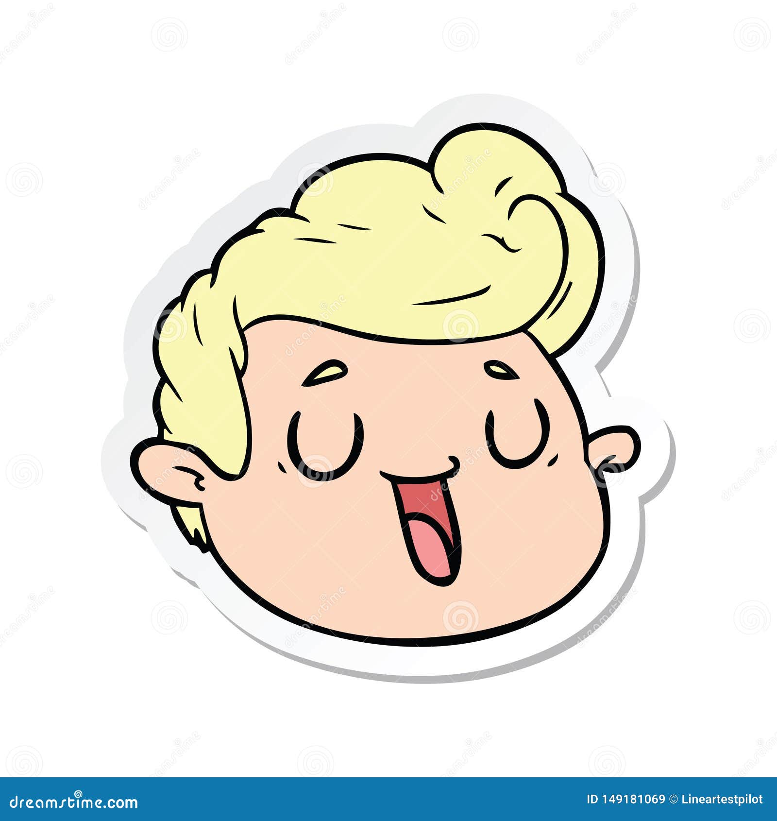 Sticker of a Cartoon Male Face Stock Vector - Illustration of decal ...