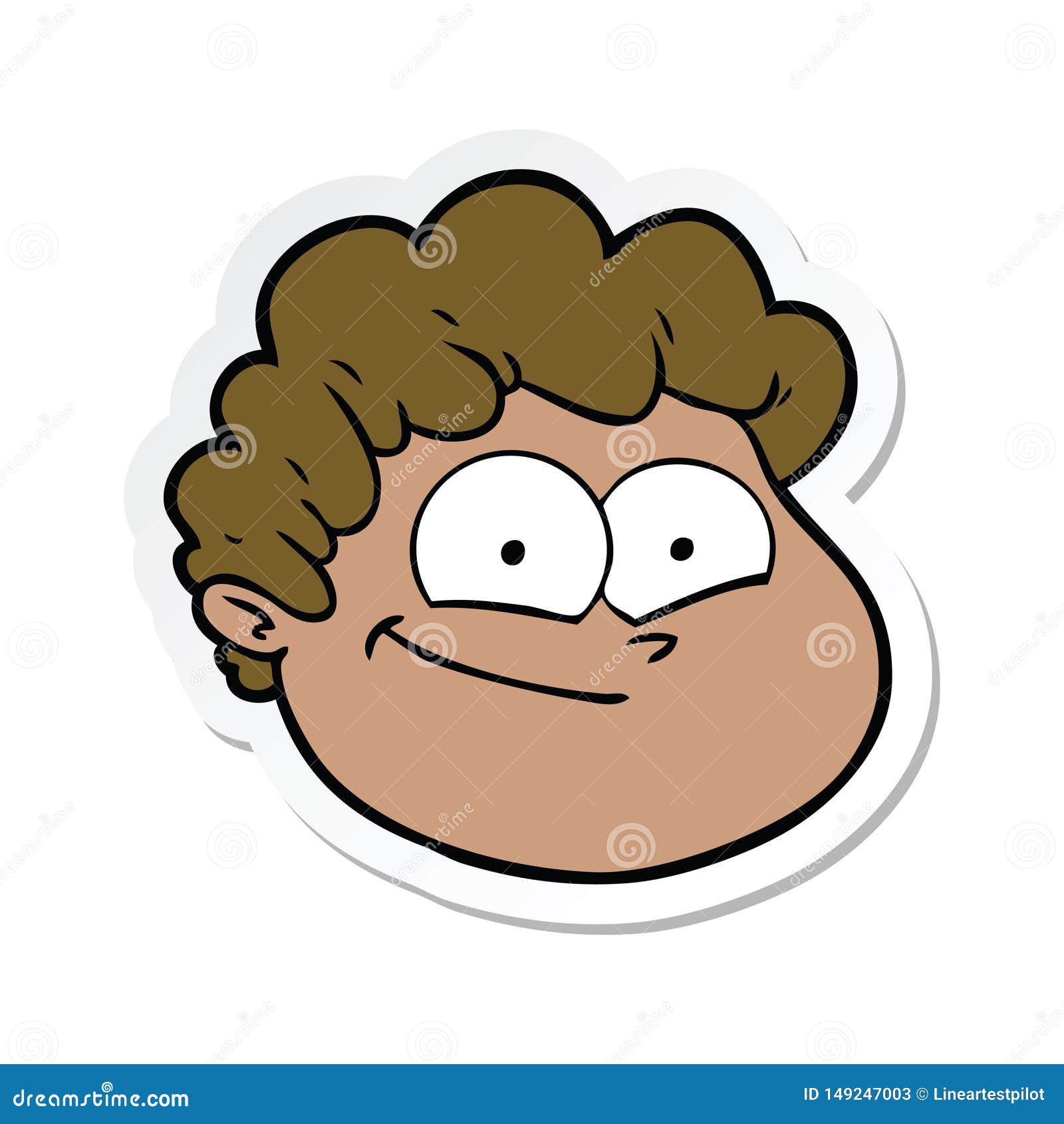 Sticker of a Cartoon Male Face Stock Vector - Illustration of stick ...