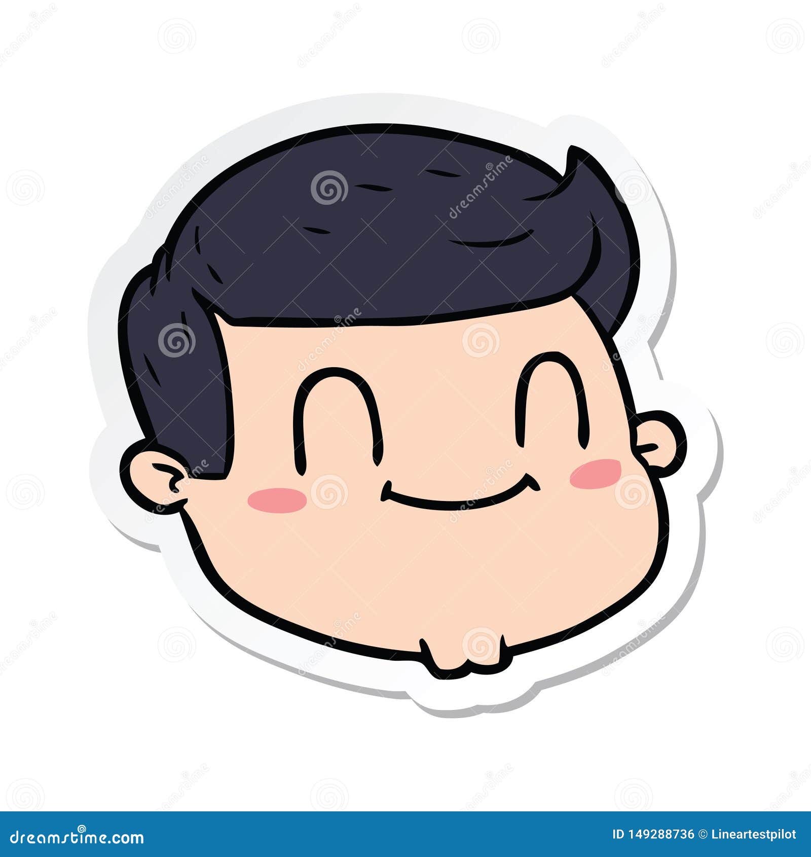 Sticker of a Cartoon Male Face Stock Vector - Illustration of retro ...