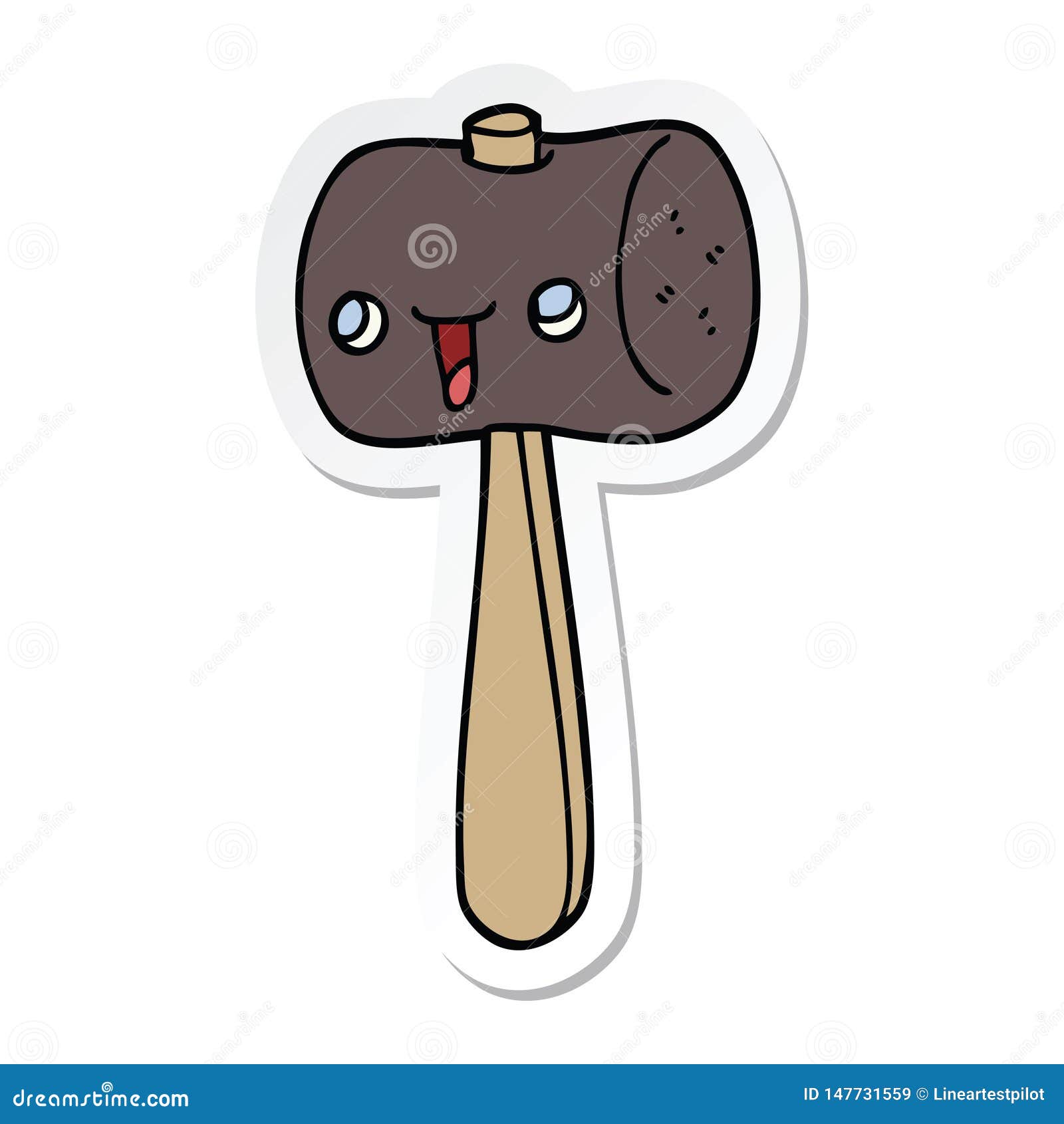 Sticker of a Cartoon Mallet Stock Vector - Illustration of cute, funny ...