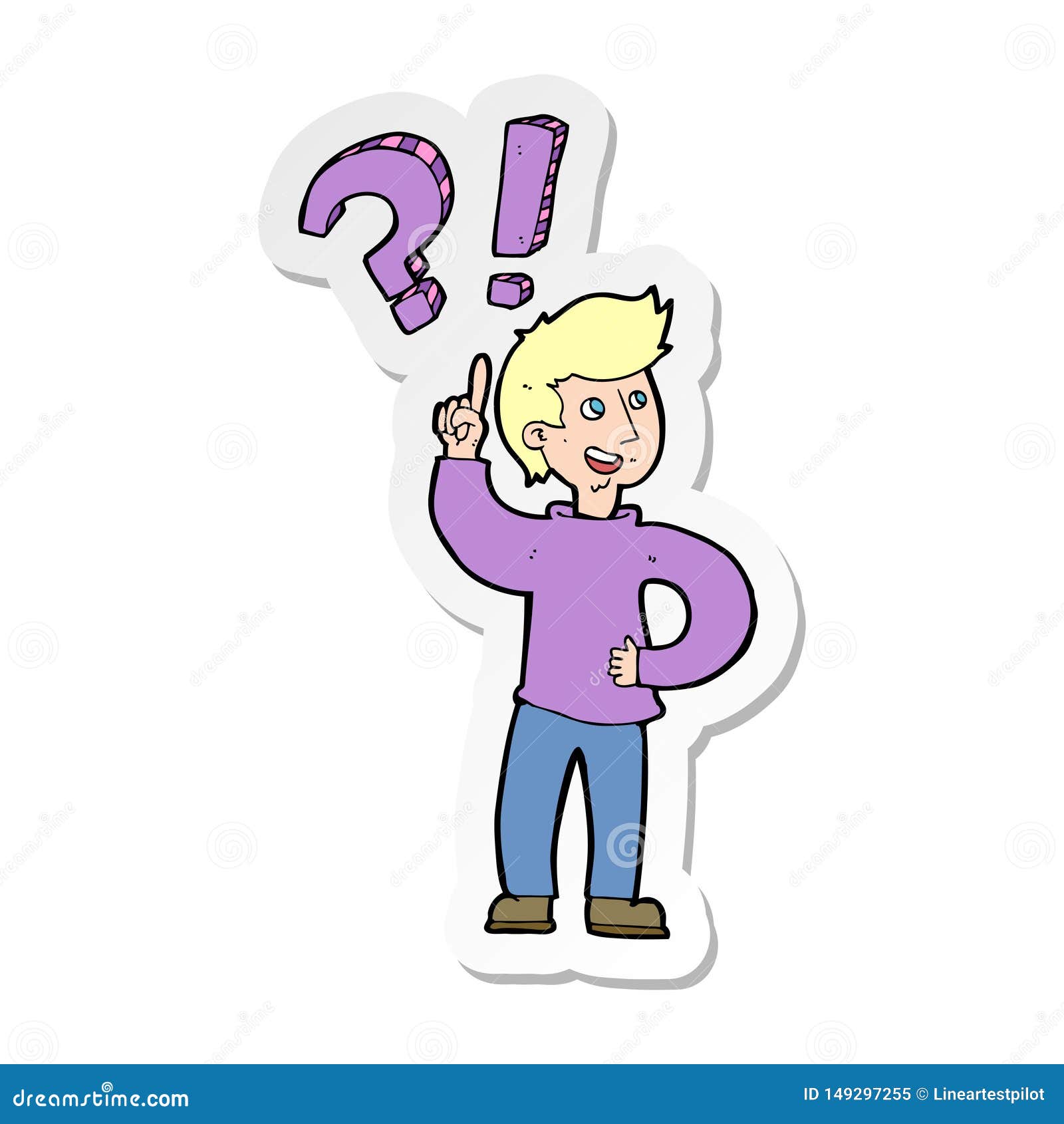 Sticker of a Cartoon Man Asking Question Stock Vector - Illustration of ...