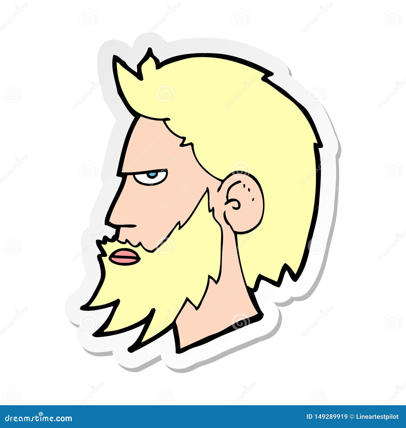 Sticker of a Cartoon Man with Beard Stock Vector - Illustration of ...
