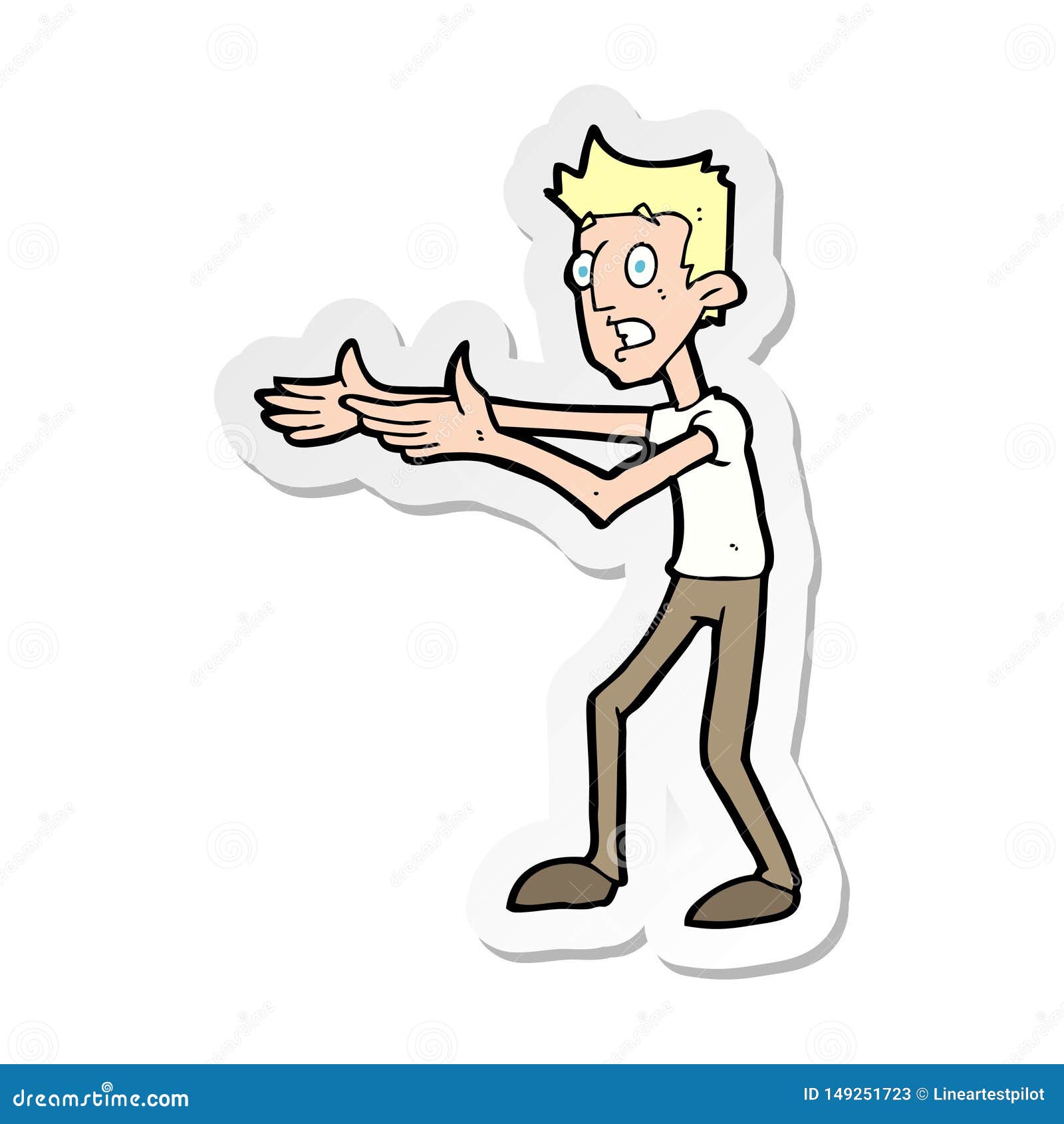 Sticker of a Cartoon Man Desperately Explaining Stock Vector ...