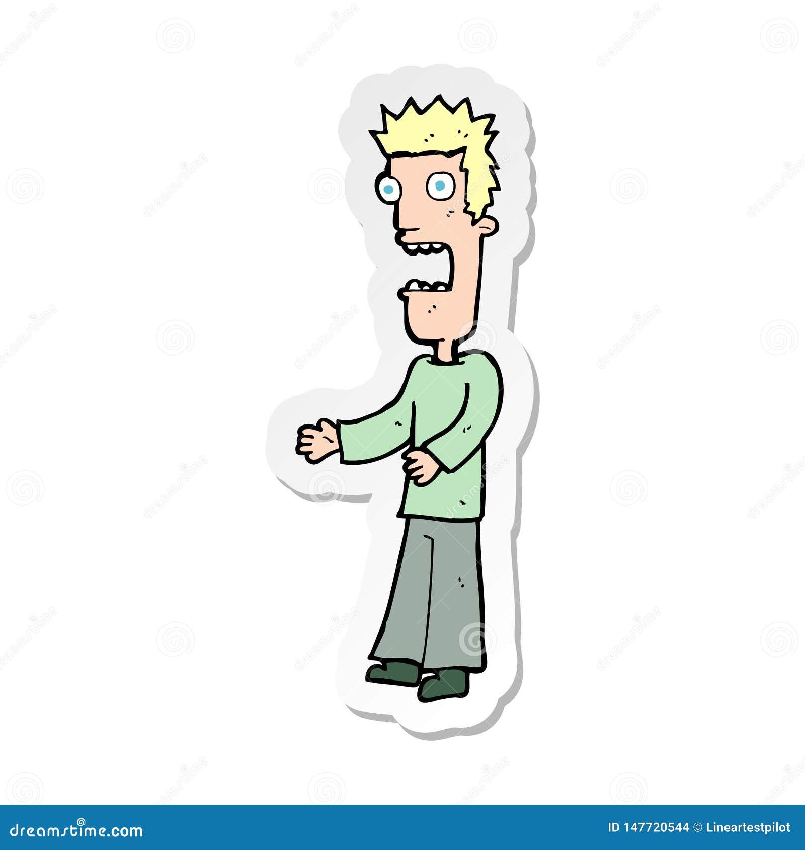Sticker of a Cartoon Man Freaking Out Stock Vector - Illustration of ...