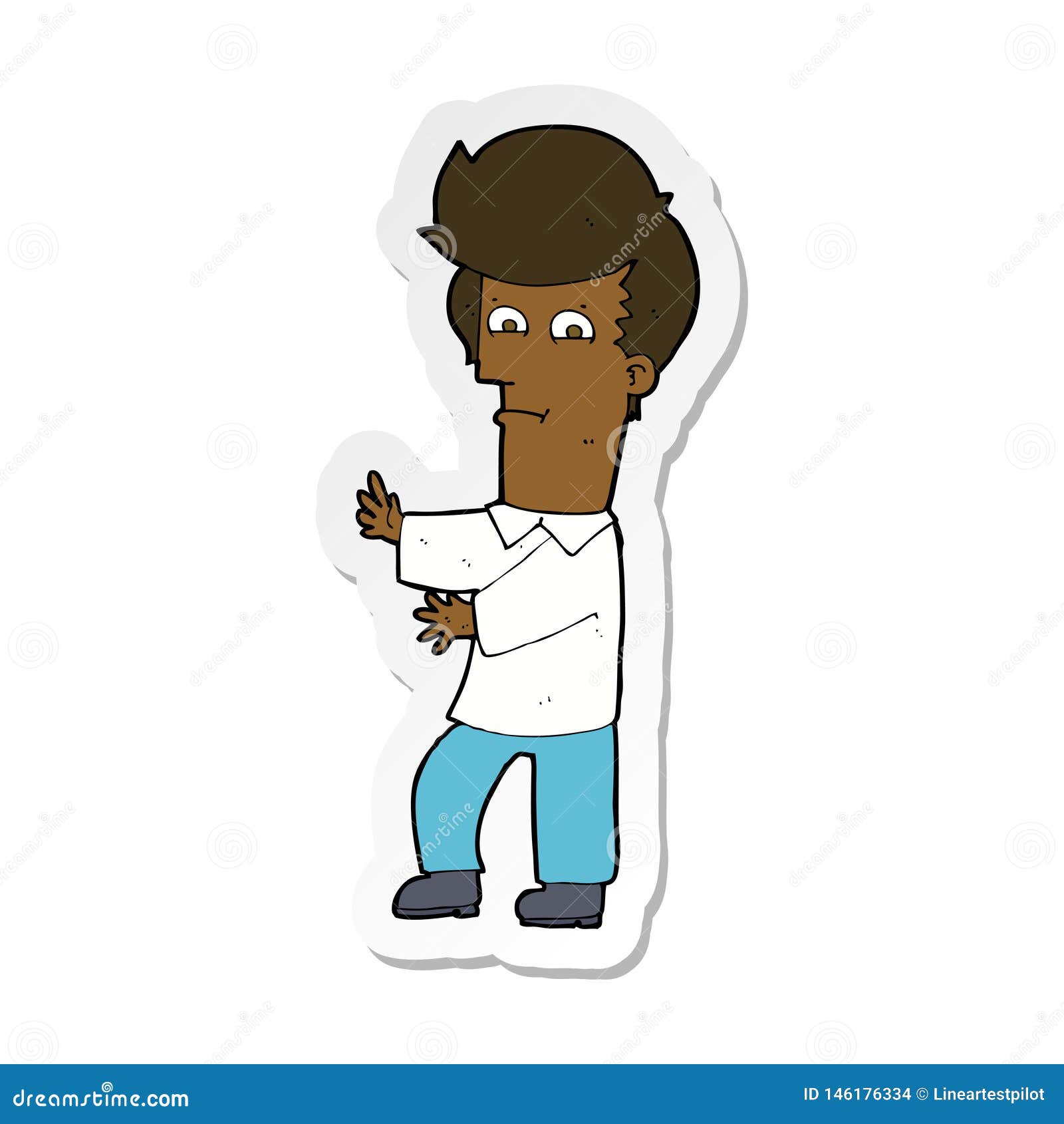 Sticker of a Cartoon Man Gesturing Wildly Stock Vector - Illustration ...