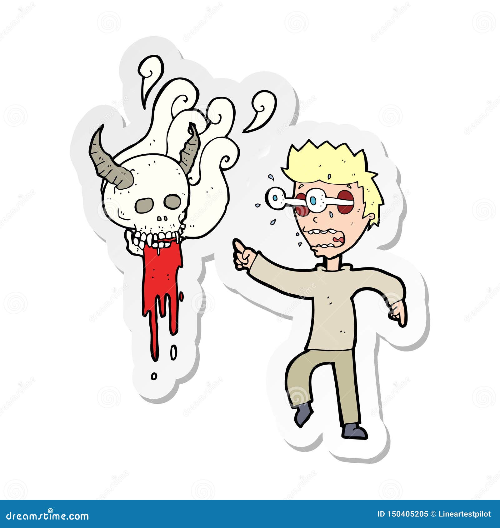 Sticker of a Cartoon Man Haunted by Ghost Stock Vector - Illustration ...