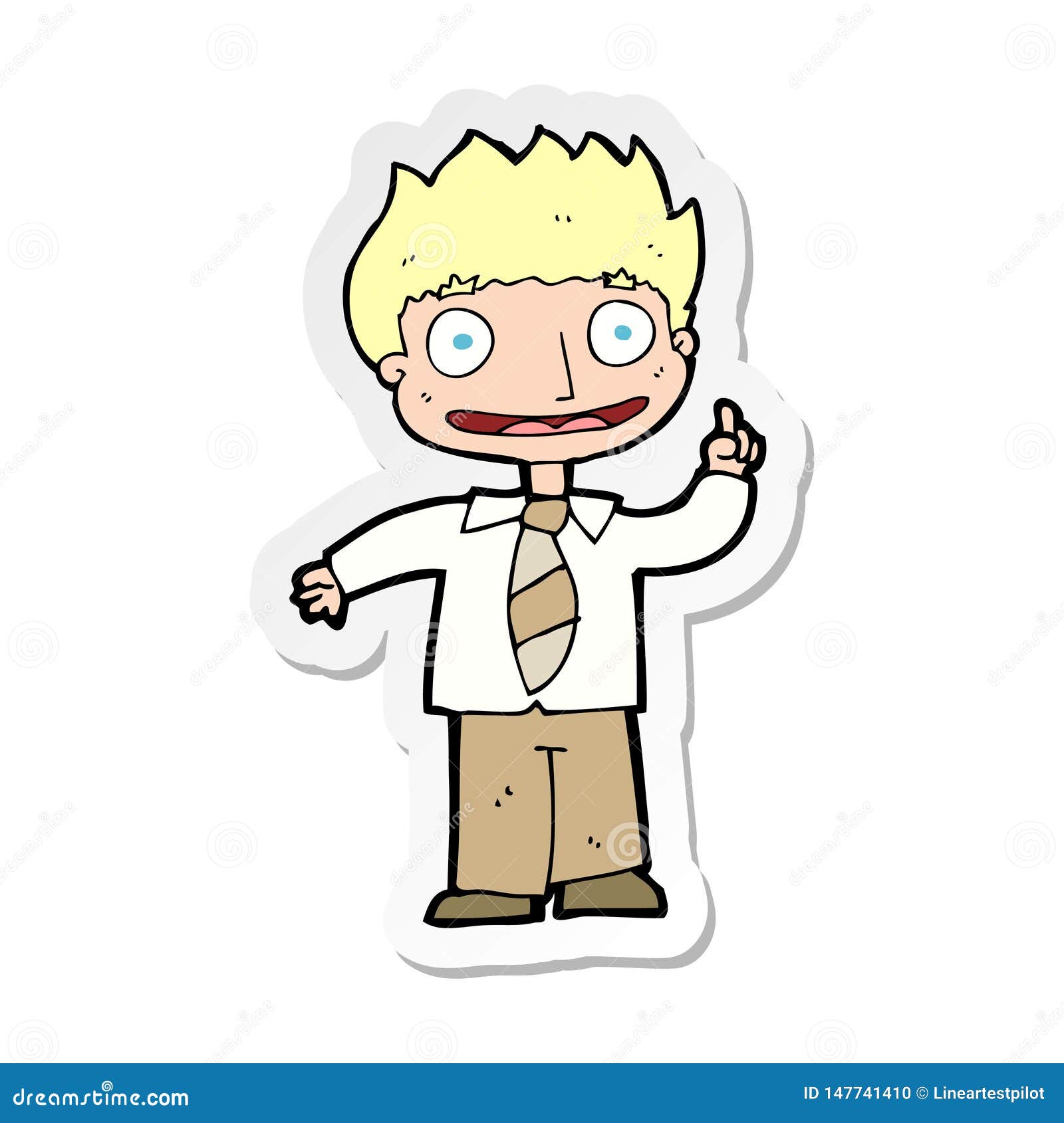 Sticker of a Cartoon Man with Idea Stock Vector - Illustration of ...