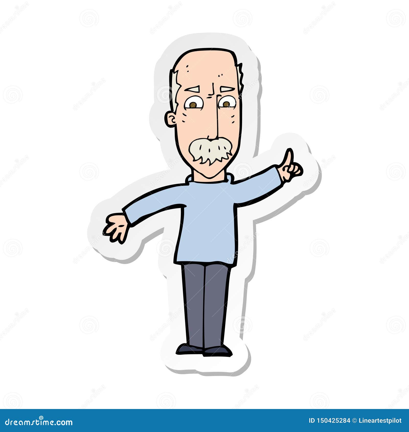 Sticker of a Cartoon Man Issuing Stern Warning Stock Vector ...