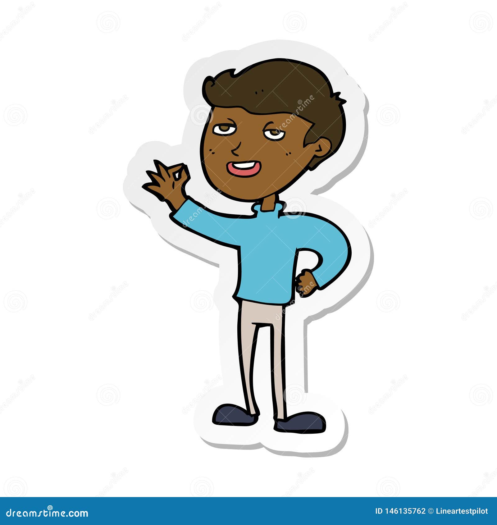 Sticker of a Cartoon Man Making Excellent Gesture Stock Vector ...