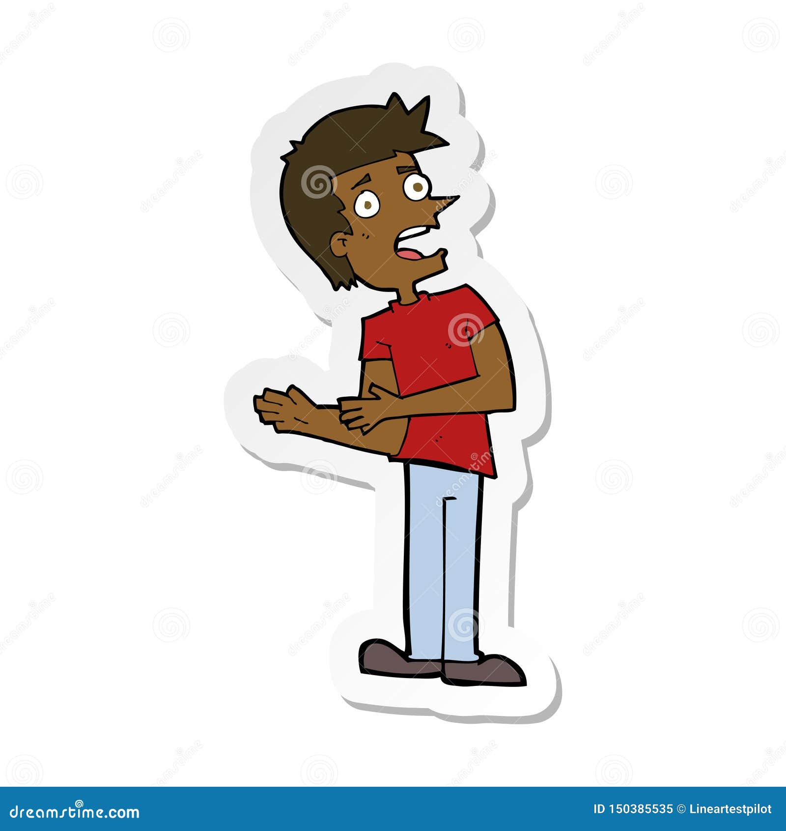 Sticker of a Cartoon Man Making Excuses Stock Vector - Illustration of ...