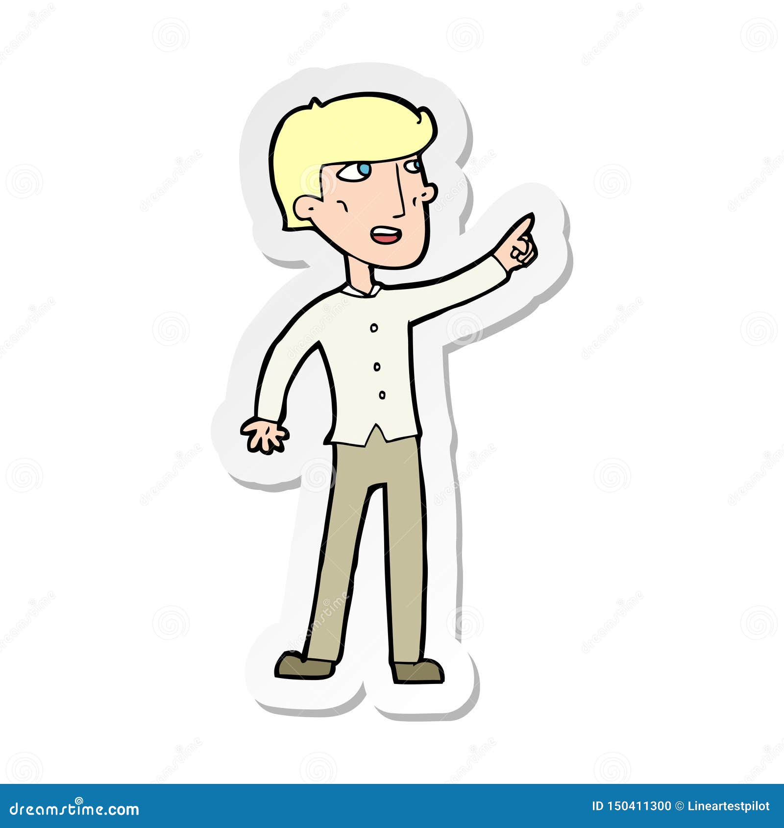 Sticker of a Cartoon Man Pointing Stock Vector - Illustration of ...