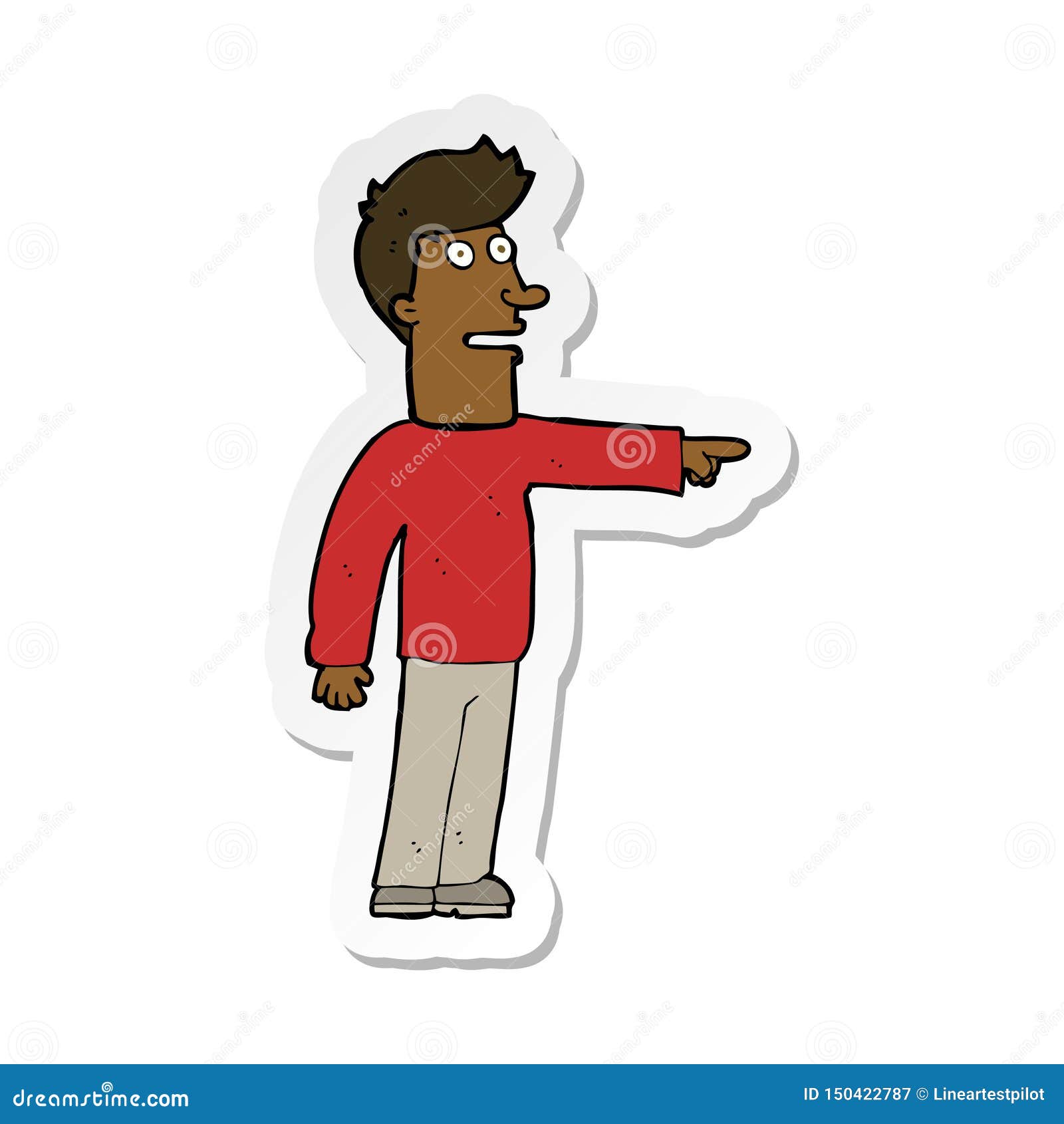 Sticker of a Cartoon Man Pointing Stock Vector - Illustration of icon ...