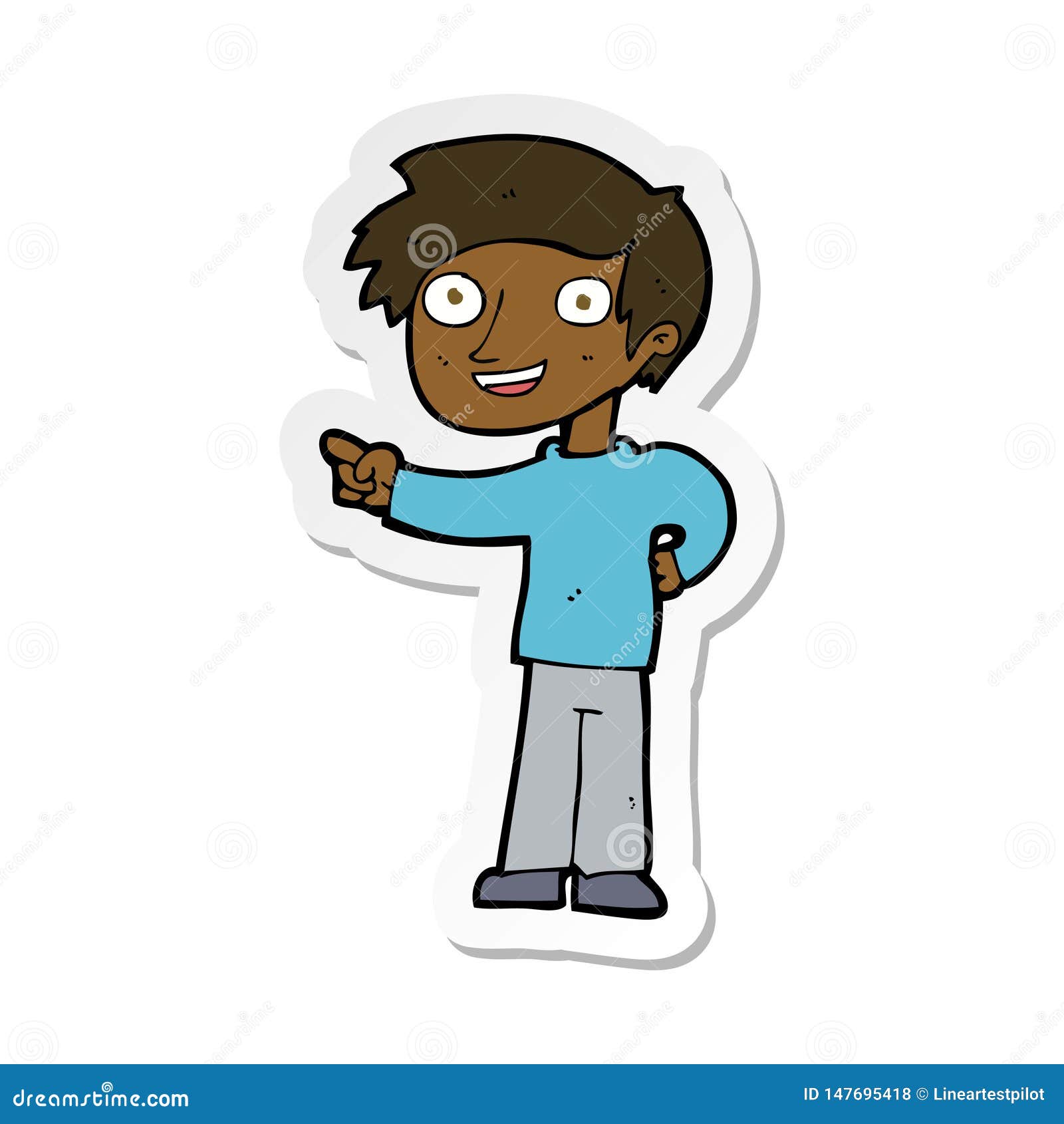 Sticker of a Cartoon Man Pointing Stock Vector - Illustration of ...