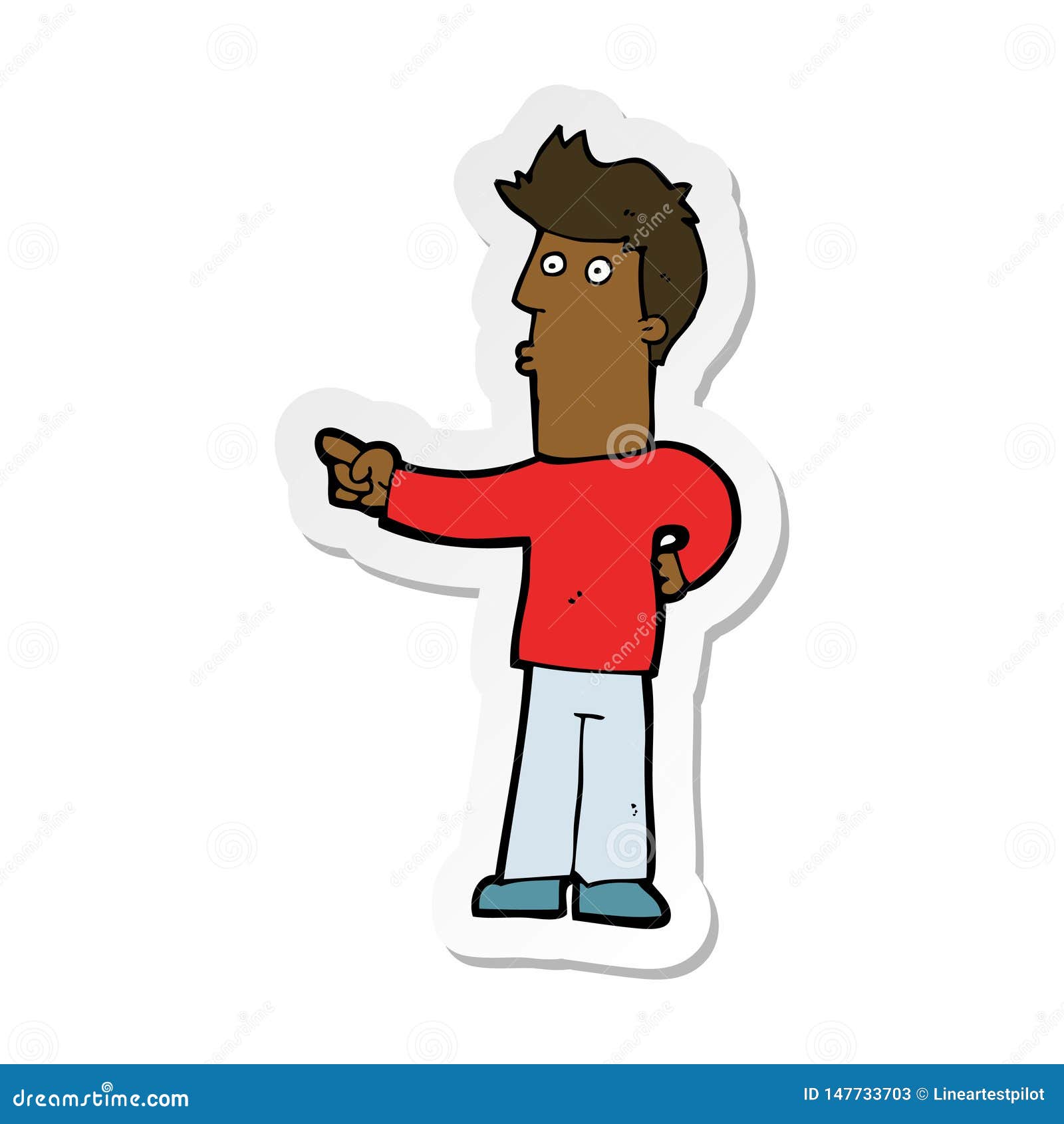 Sticker of a Cartoon Man Pointing Stock Vector - Illustration of line ...
