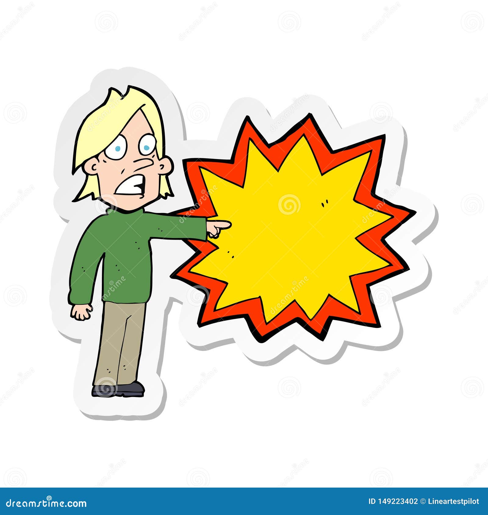 Sticker of a Cartoon Man Pointing Stock Vector - Illustration of design ...