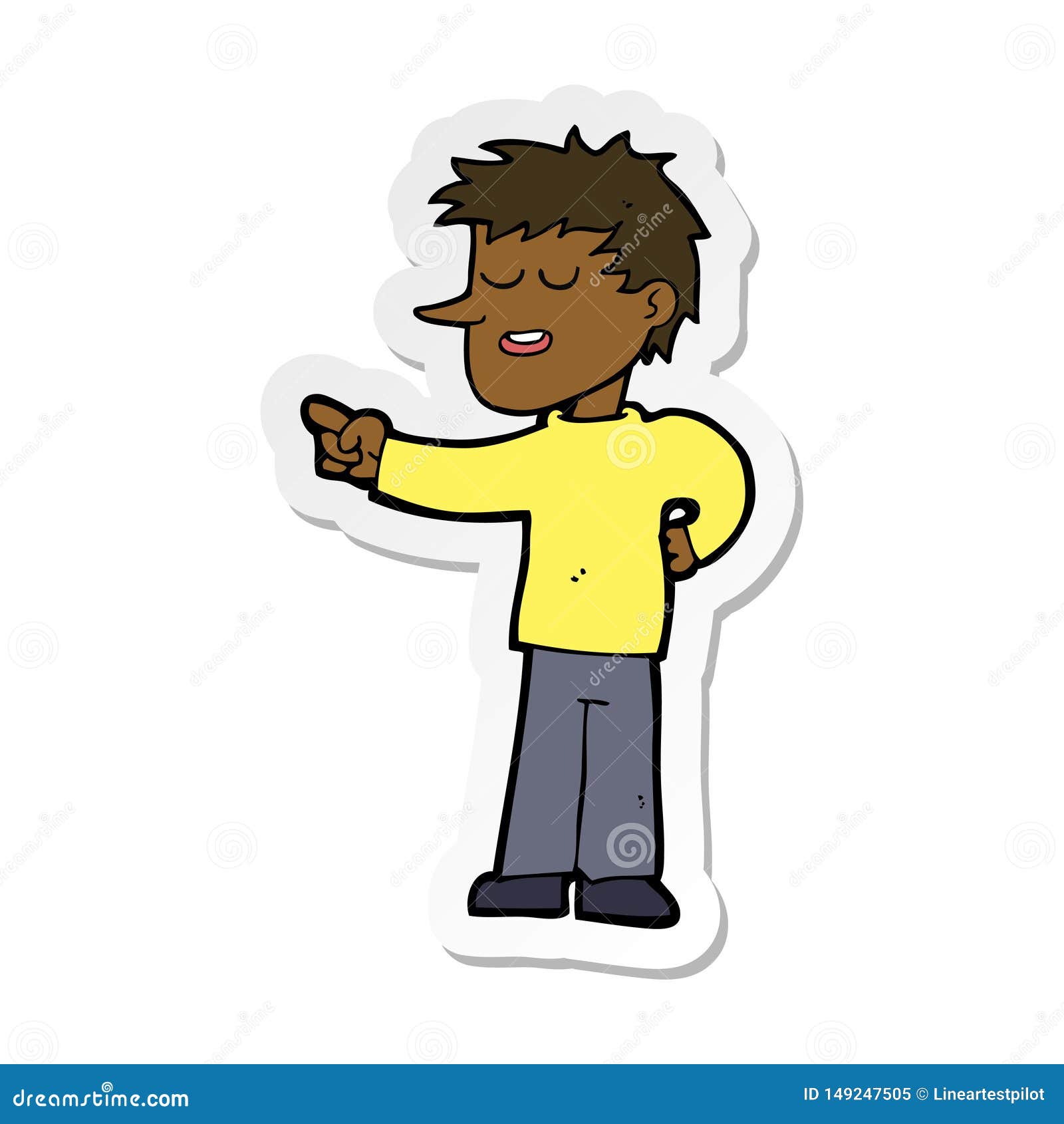 Sticker of a Cartoon Man Pointing Stock Vector - Illustration of icon ...