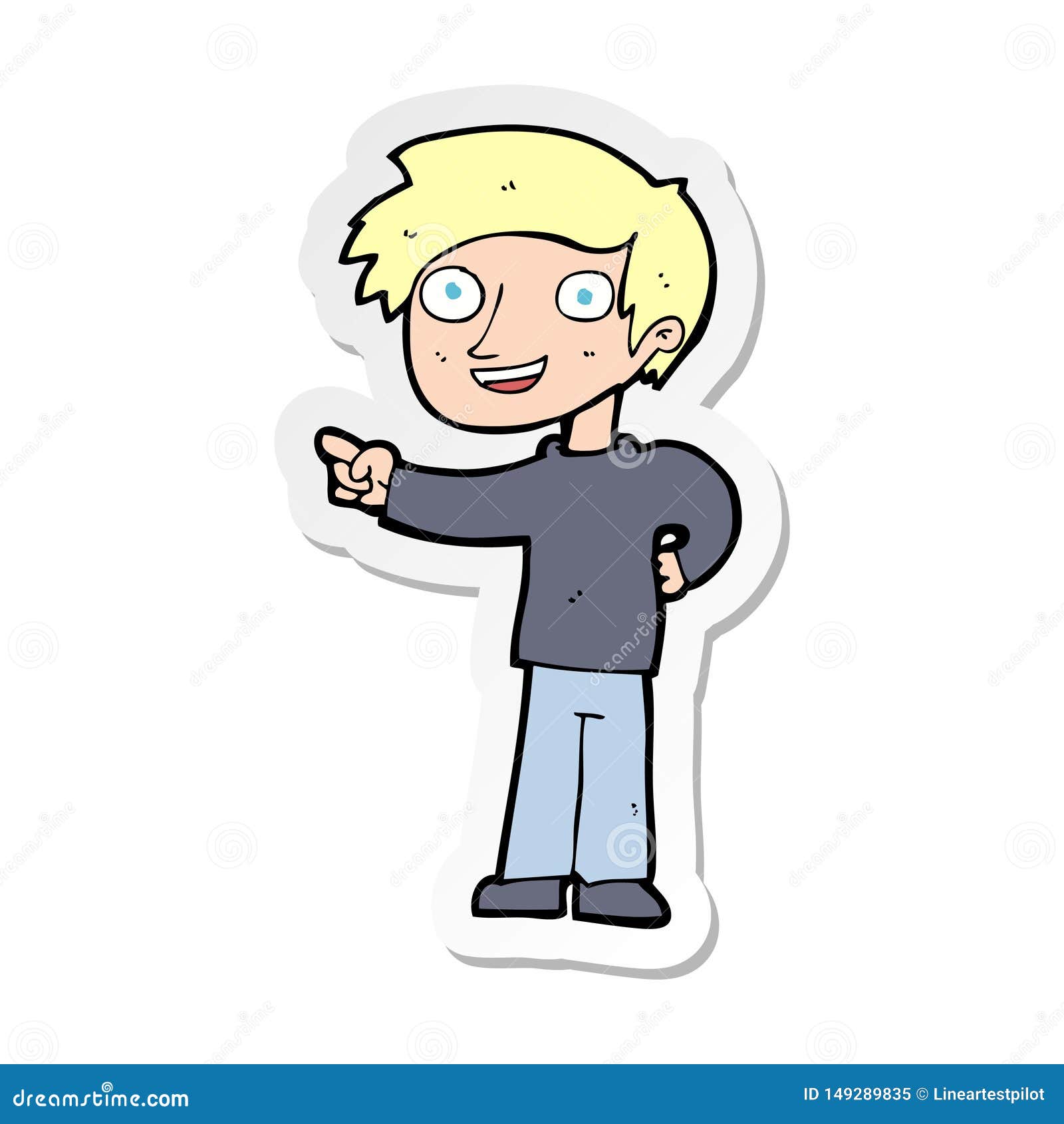 Sticker of a Cartoon Man Pointing Stock Vector - Illustration of funny ...