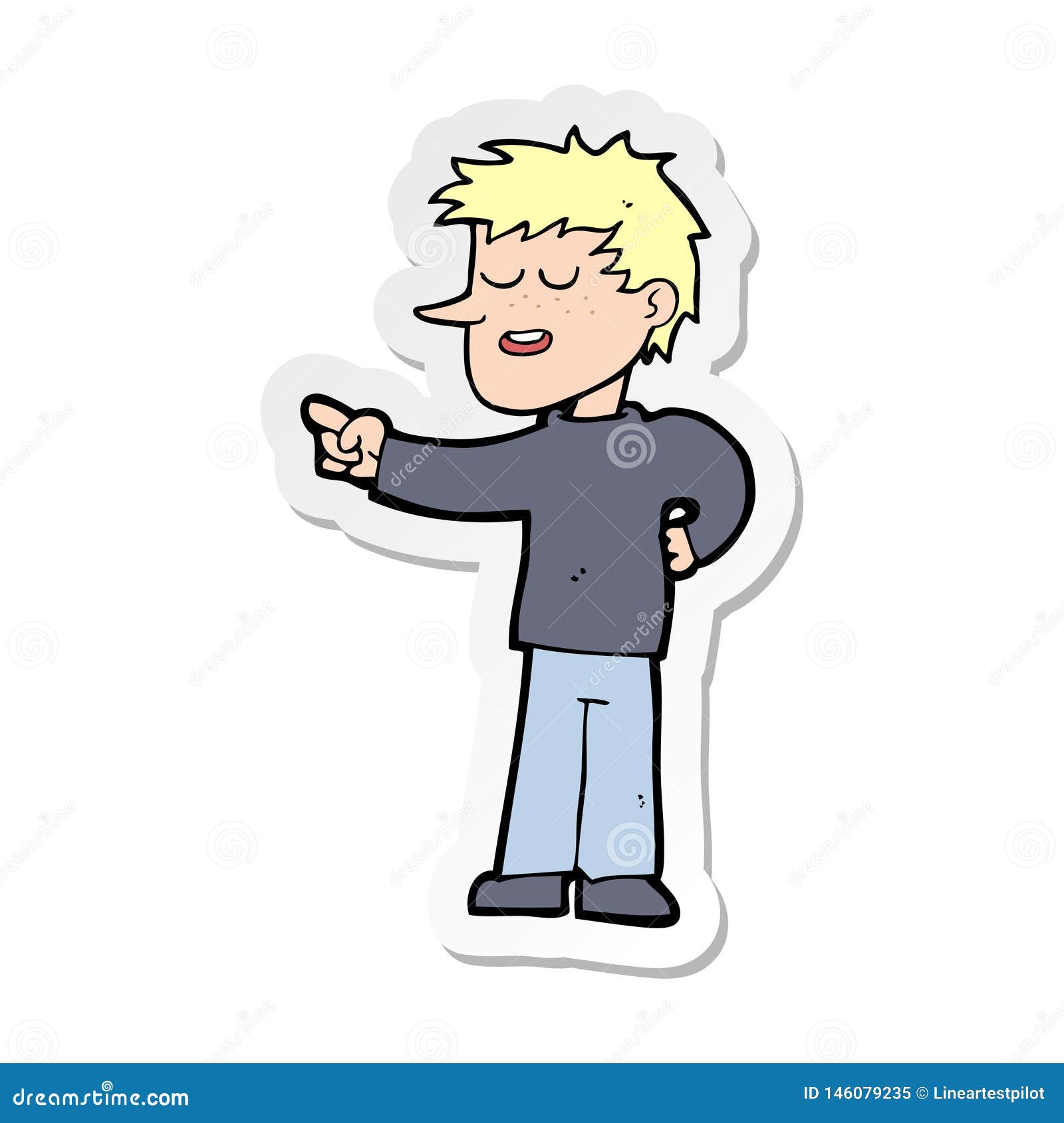 Sticker of a Cartoon Man Pointing Stock Vector - Illustration of line ...