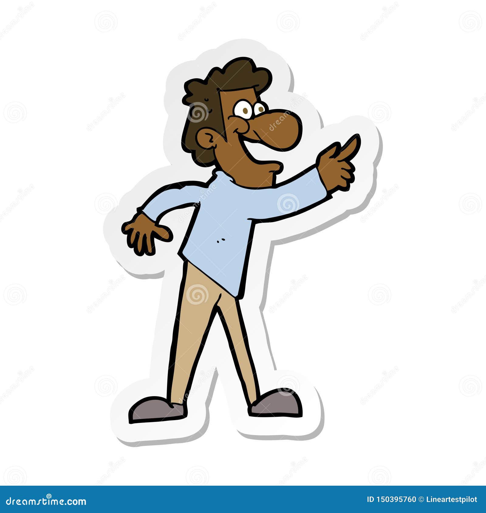 Sticker of a Cartoon Man Pointing and Laughing Stock Vector ...