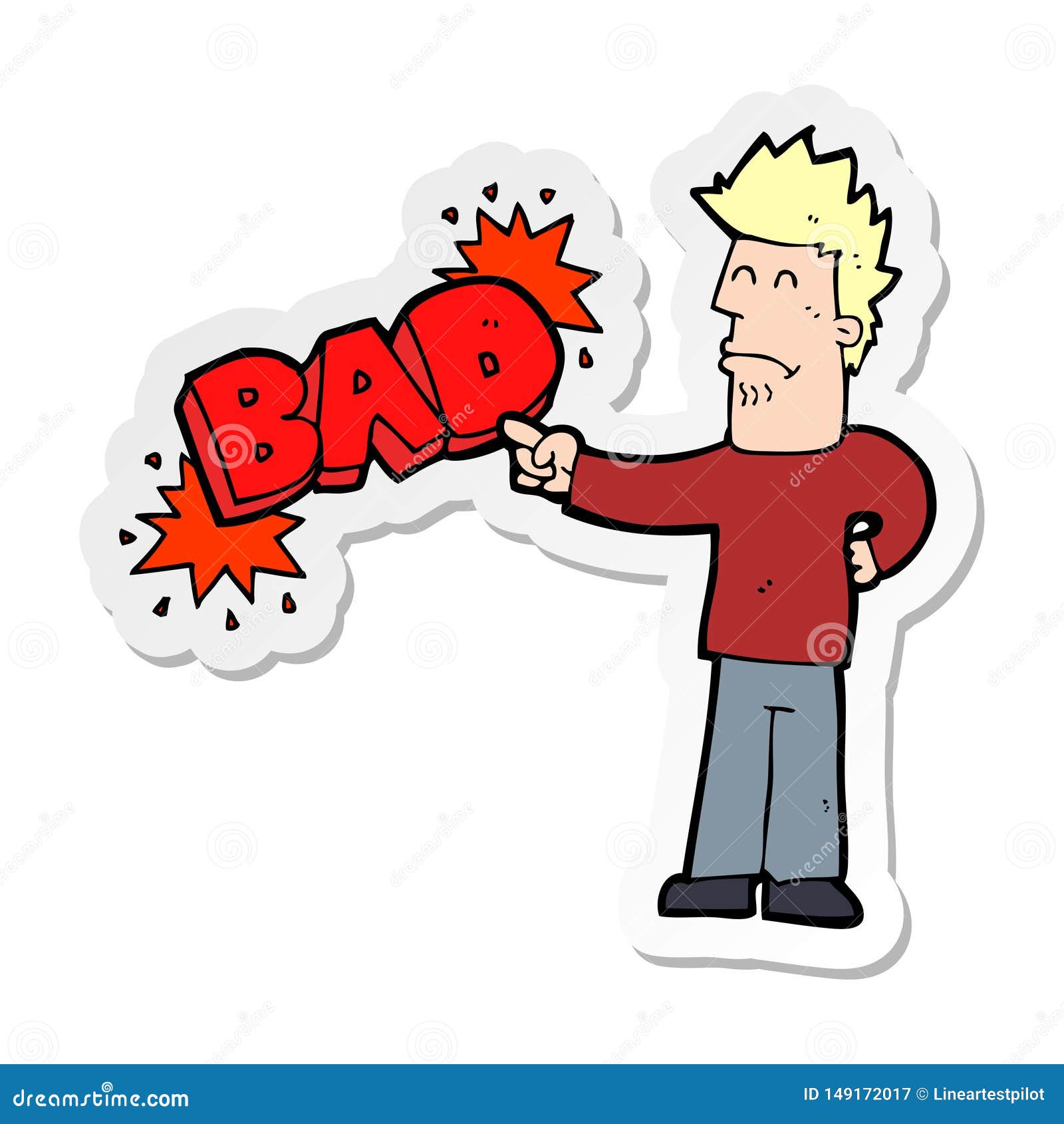 Sticker of a Cartoon Man Pointing Out the Bad Stock Vector ...