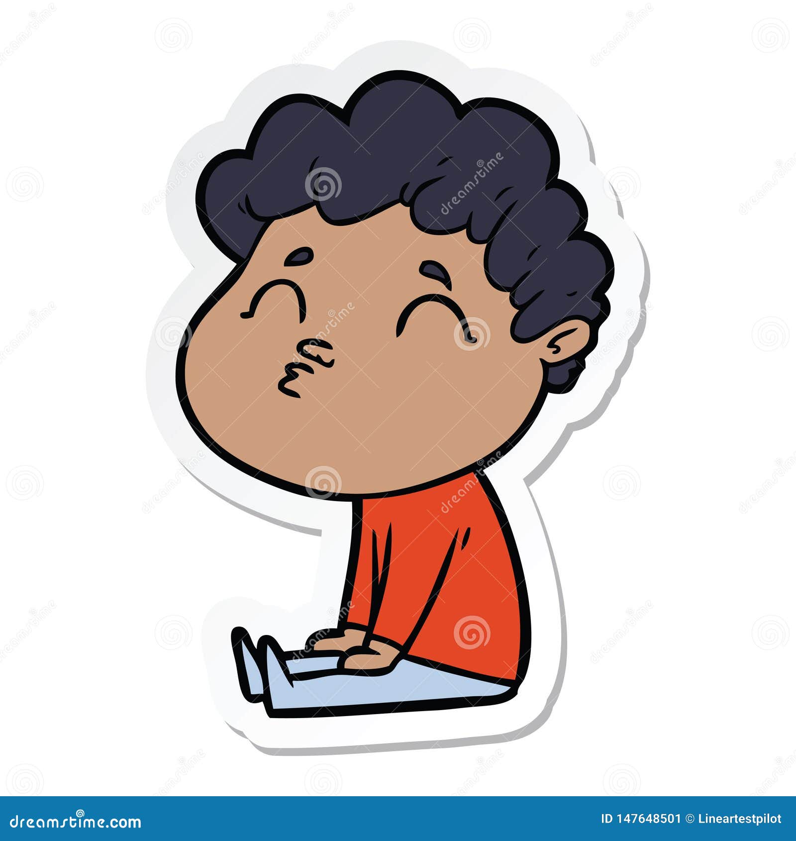 Sticker of a Cartoon Man Pouting Stock Vector - Illustration of cartoon ...