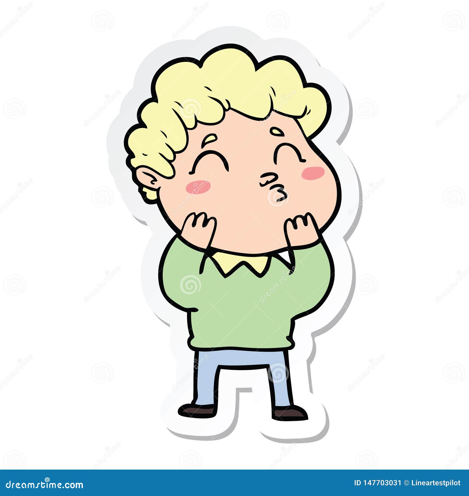 Sticker of a Cartoon Man Pouting Stock Vector - Illustration of male ...