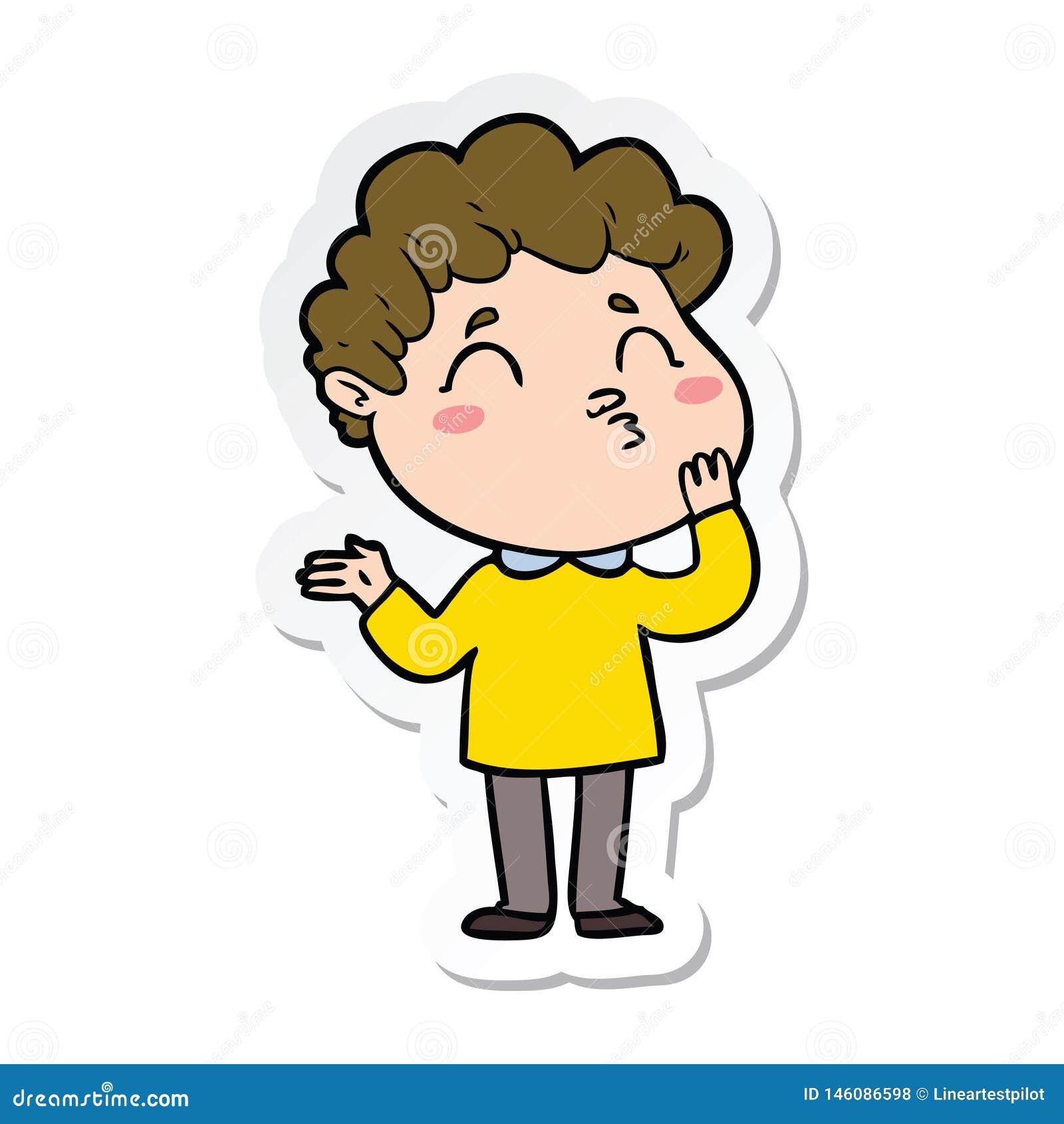 Sticker of a Cartoon Man Pouting Stock Vector - Illustration of drawing ...