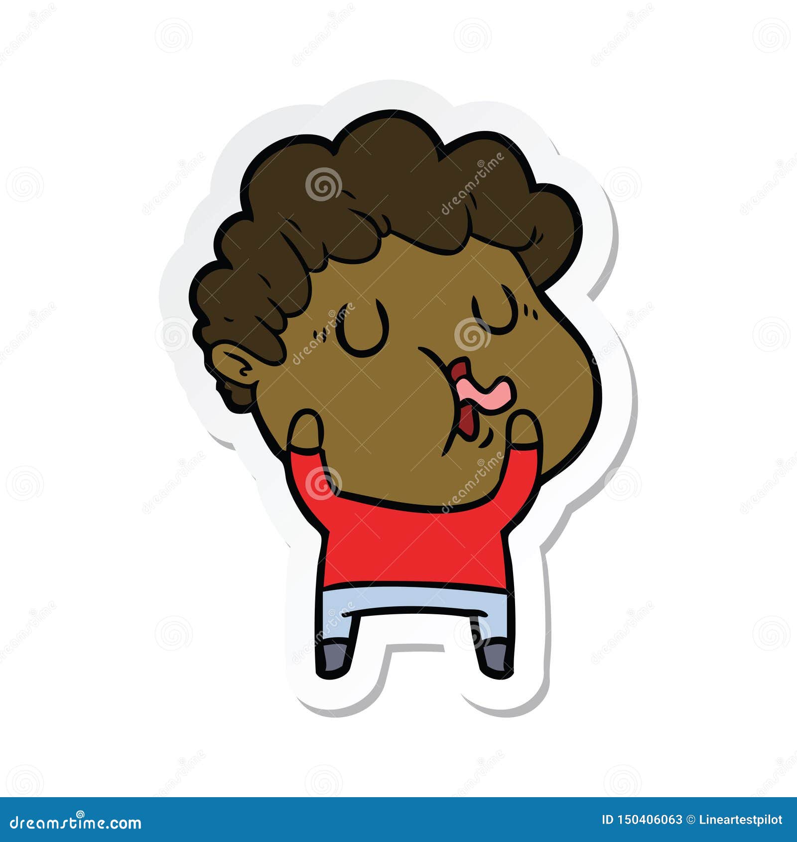 Sticker of a Cartoon Man Pulling Face Stock Vector - Illustration of ...