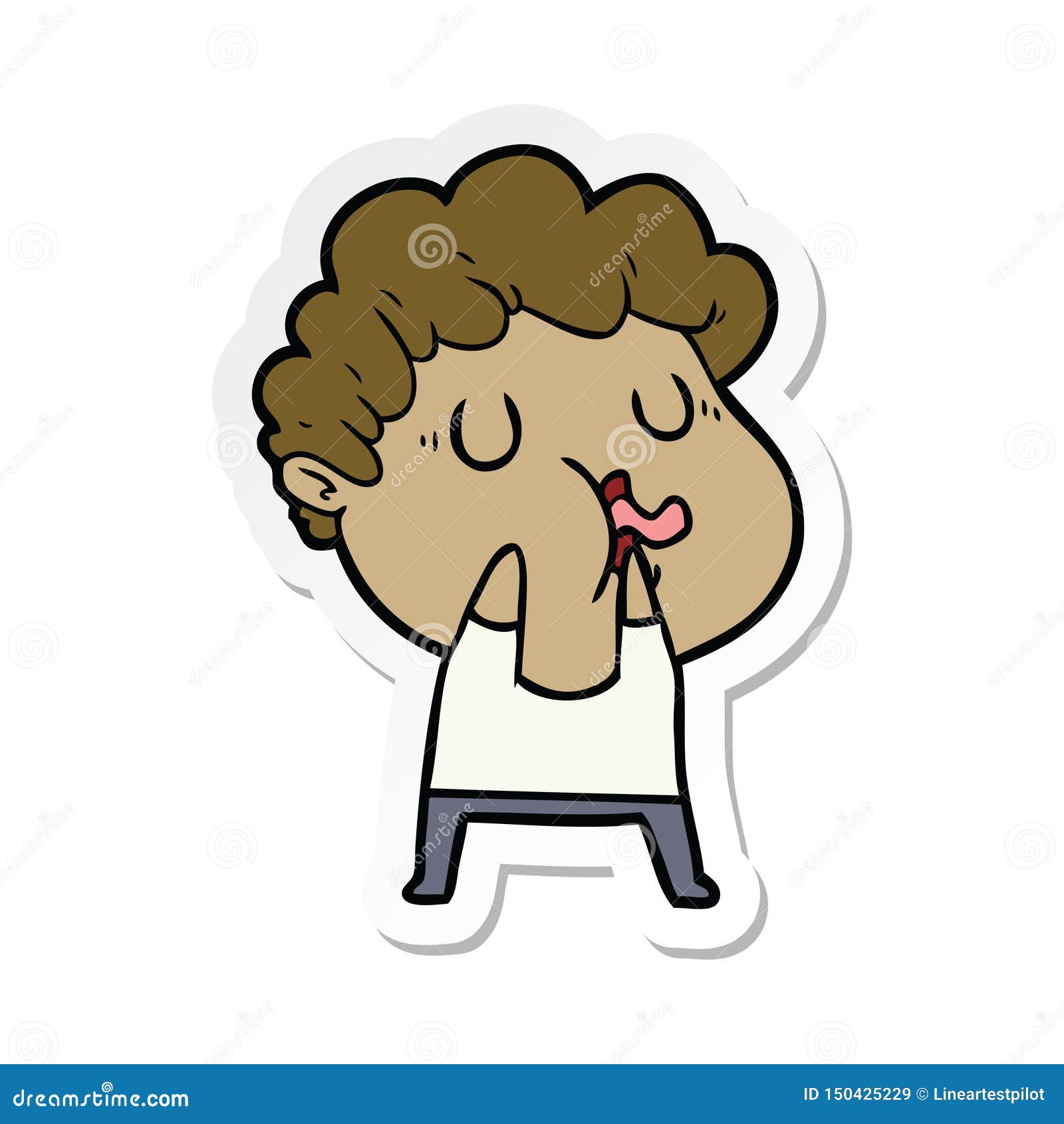 Sticker of a Cartoon Man Pulling Face Stock Vector - Illustration of ...