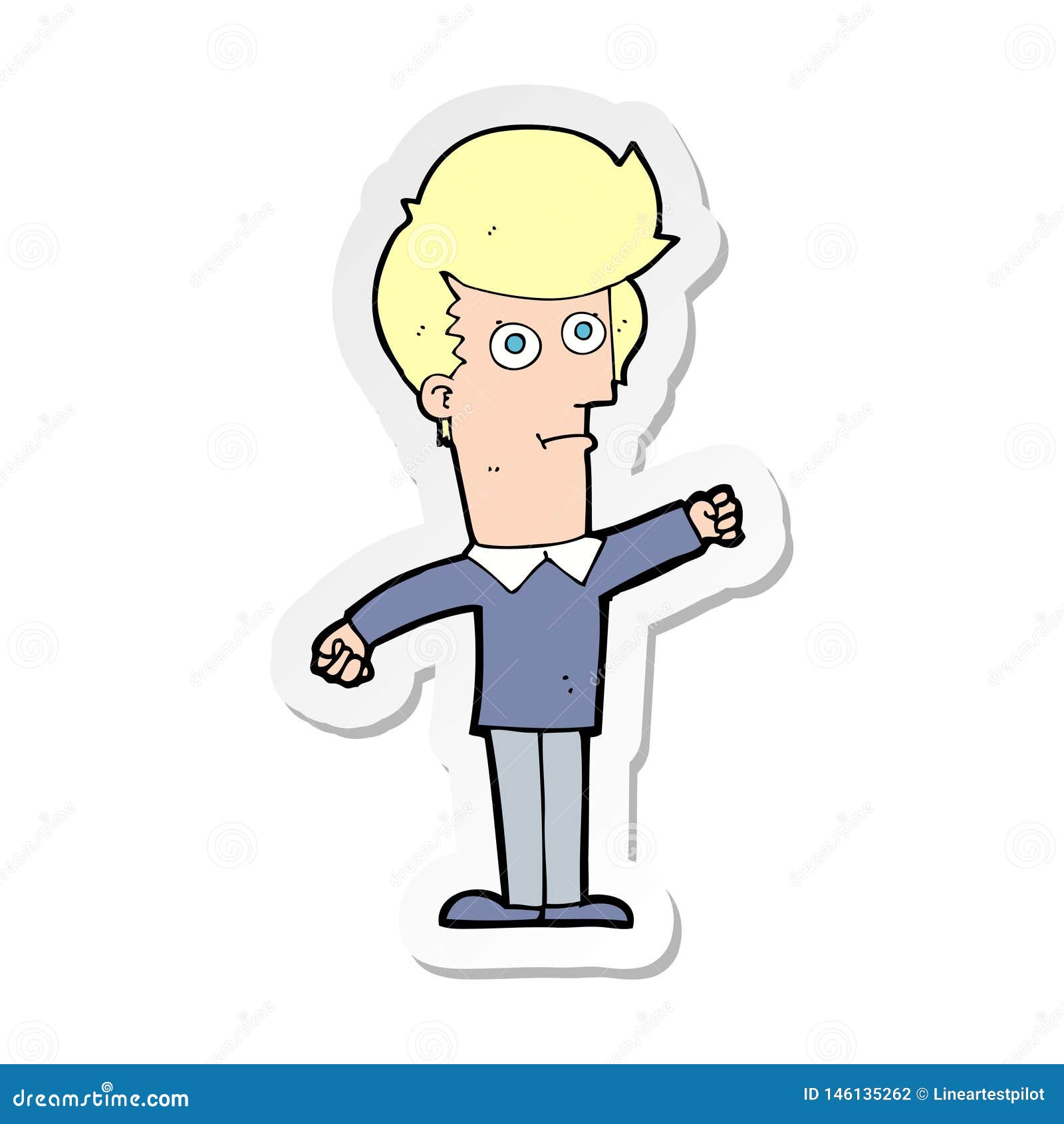 Sticker of a Cartoon Man Punching Stock Vector - Illustration of ...