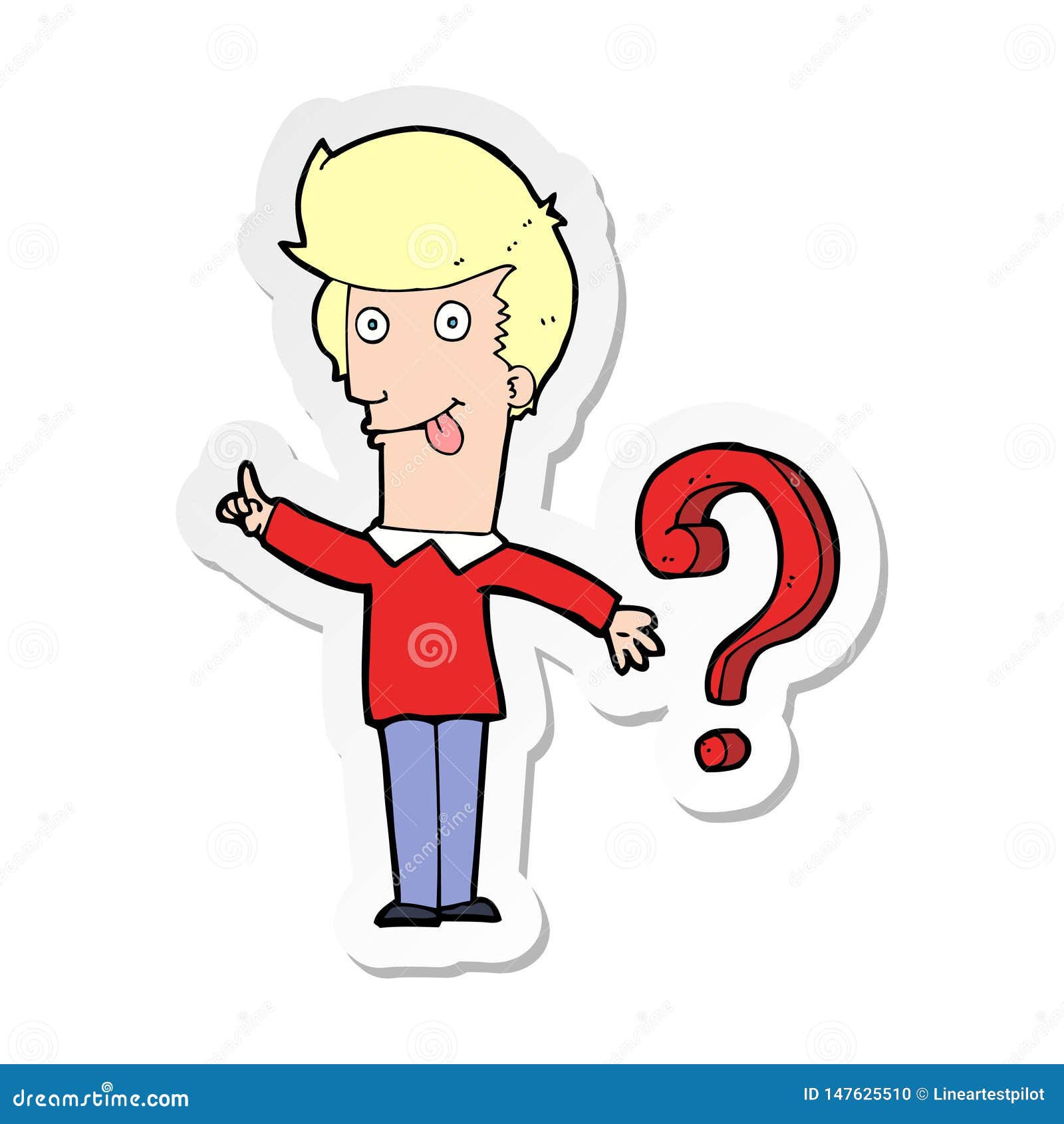Sticker of a Cartoon Man with Question Stock Vector - Illustration of ...