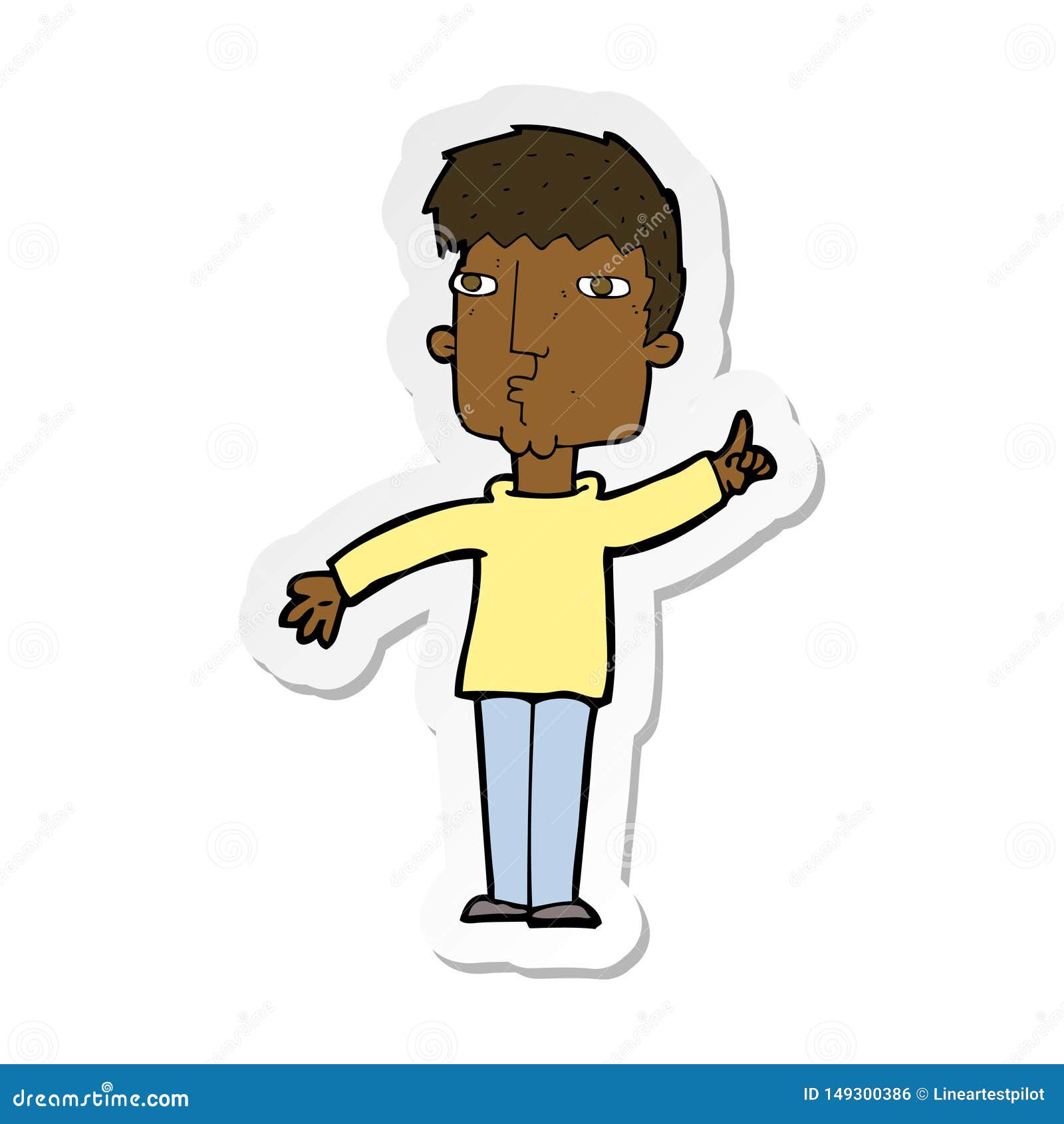 Sticker of a Cartoon Man Raising Point Stock Vector - Illustration of ...