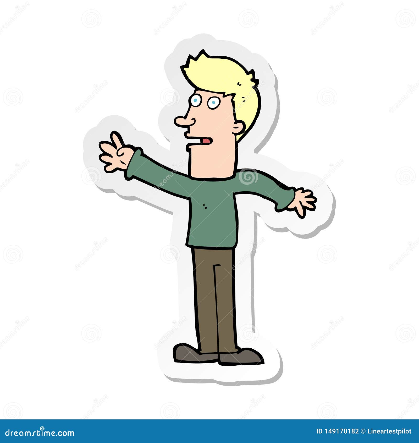 Sticker of a Cartoon Man Reaching Stock Vector - Illustration of ...