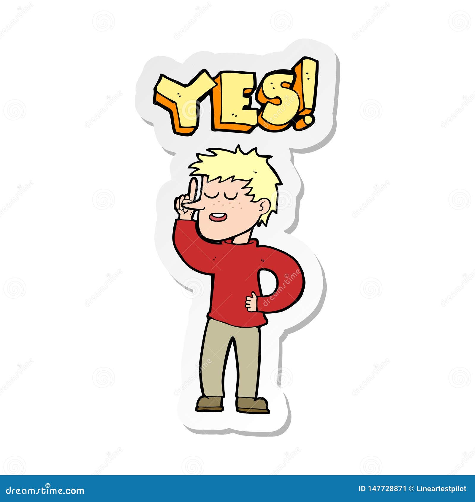 Sticker of a Cartoon Man Saying Yes Stock Vector - Illustration of ...