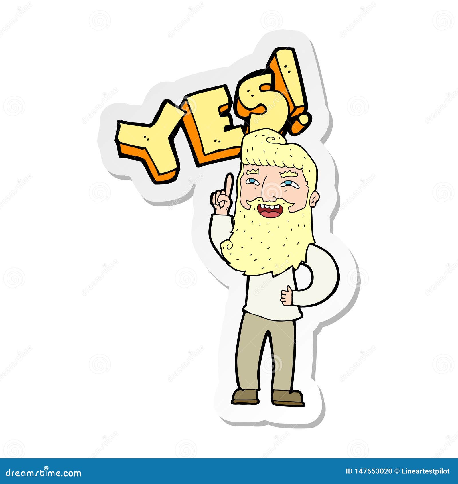 Sticker of a Cartoon Man Shouting YES Stock Vector - Illustration of ...