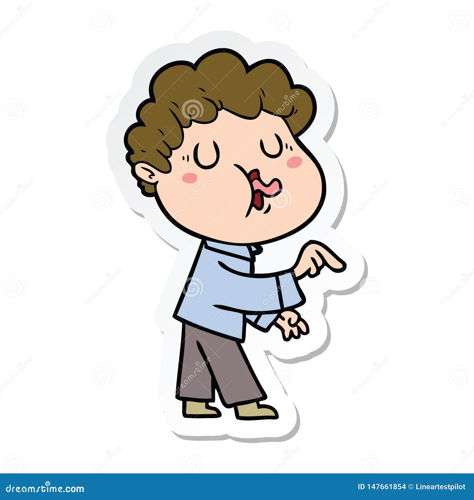 Sticker of a Cartoon Man Singing Stock Vector - Illustration of ...