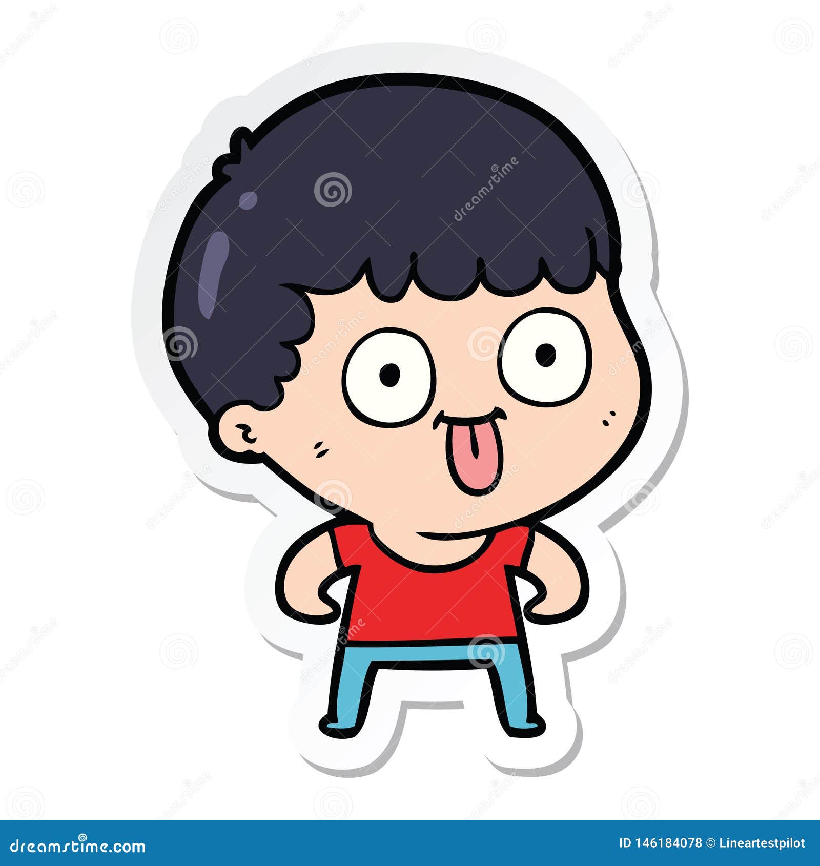 Sticker of a Cartoon Man Staring Stock Vector - Illustration of ...