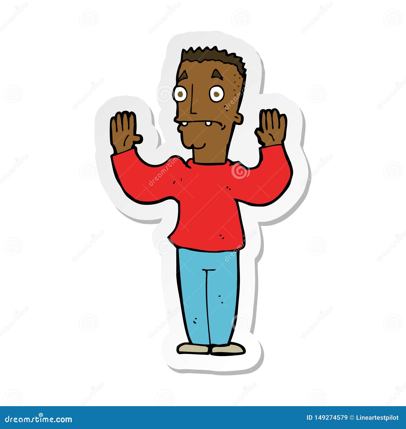 Sticker of a Cartoon Man Surrendering Stock Vector - Illustration of ...