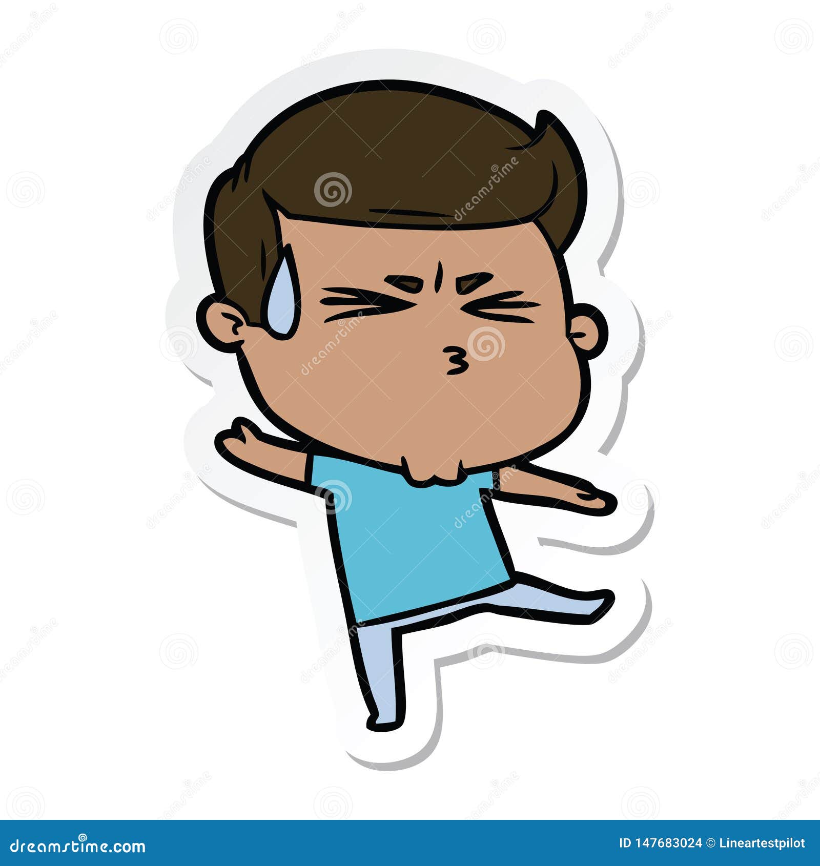 Sticker of a Cartoon Man Sweating Stock Vector - Illustration of icon ...