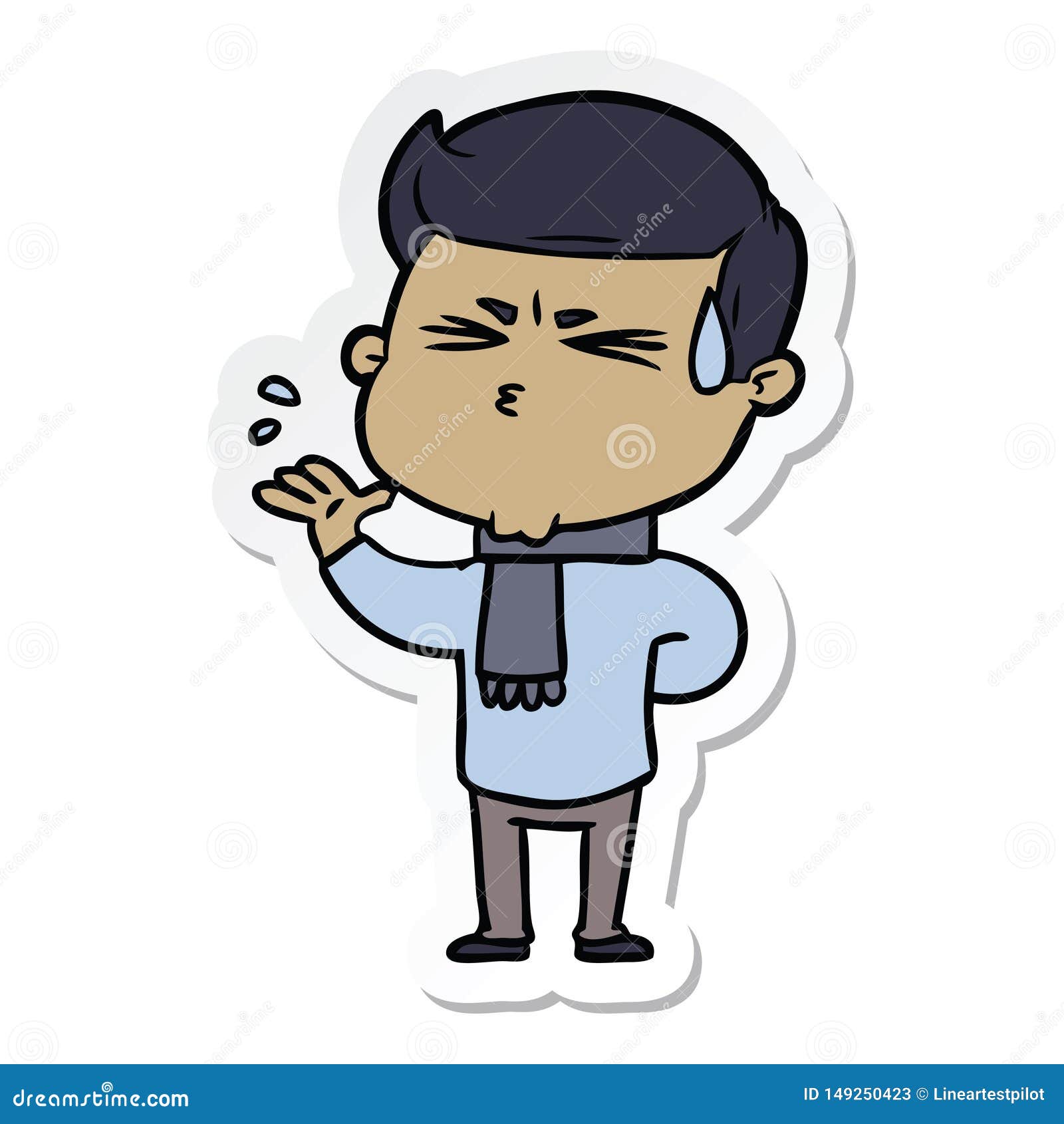 Sticker of a Cartoon Man Sweating Stock Vector - Illustration of ...