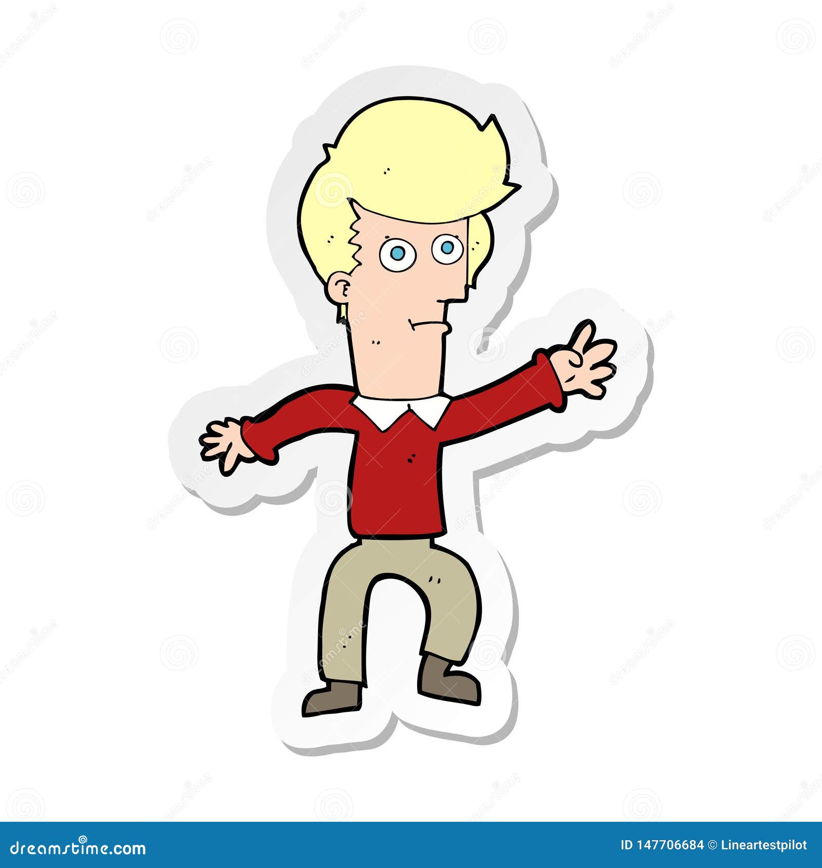 Sticker of a Cartoon Man Waving Stock Vector - Illustration of sticker ...