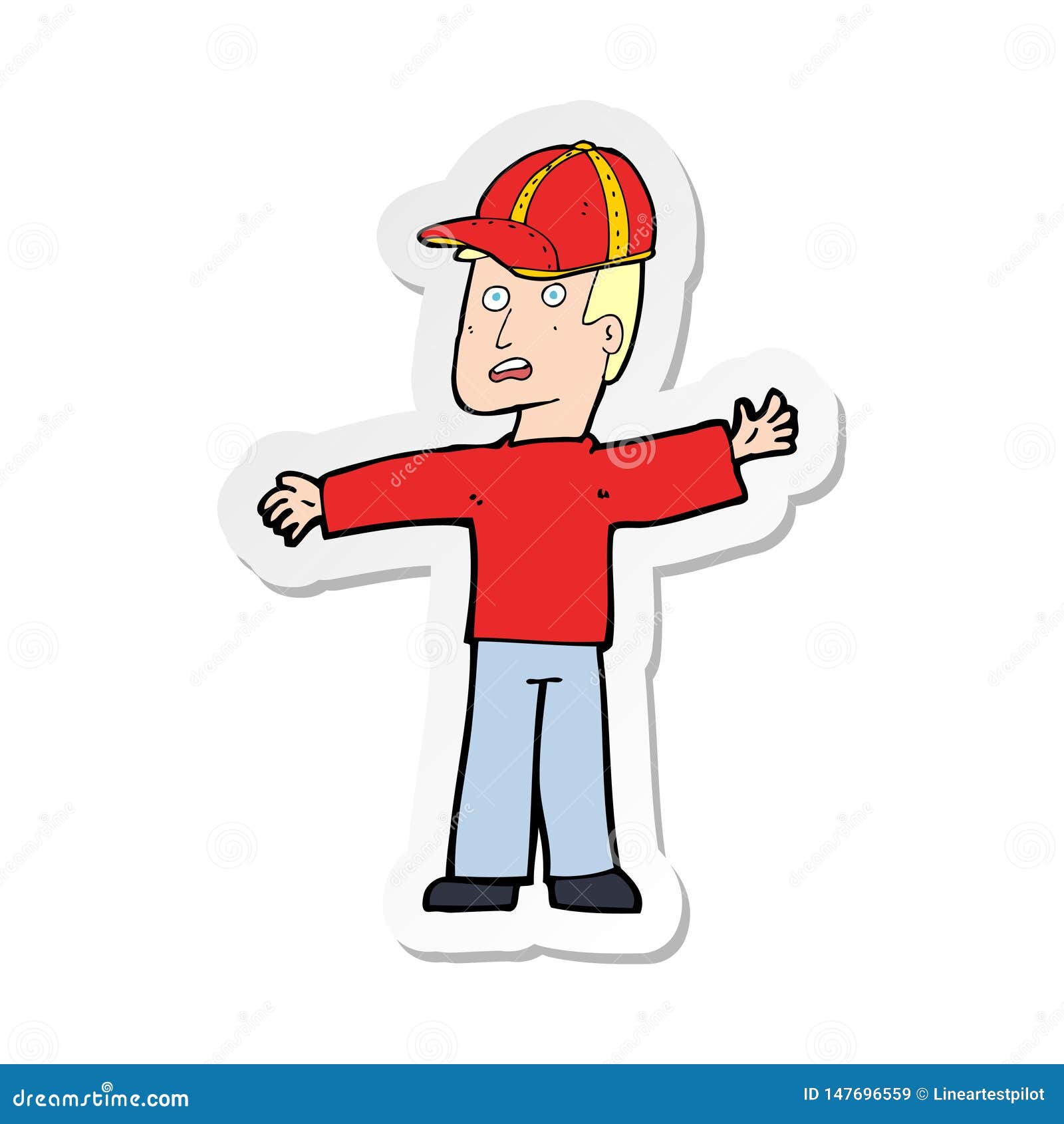 Sticker of a Cartoon Man Wearing Cap Stock Vector - Illustration of ...