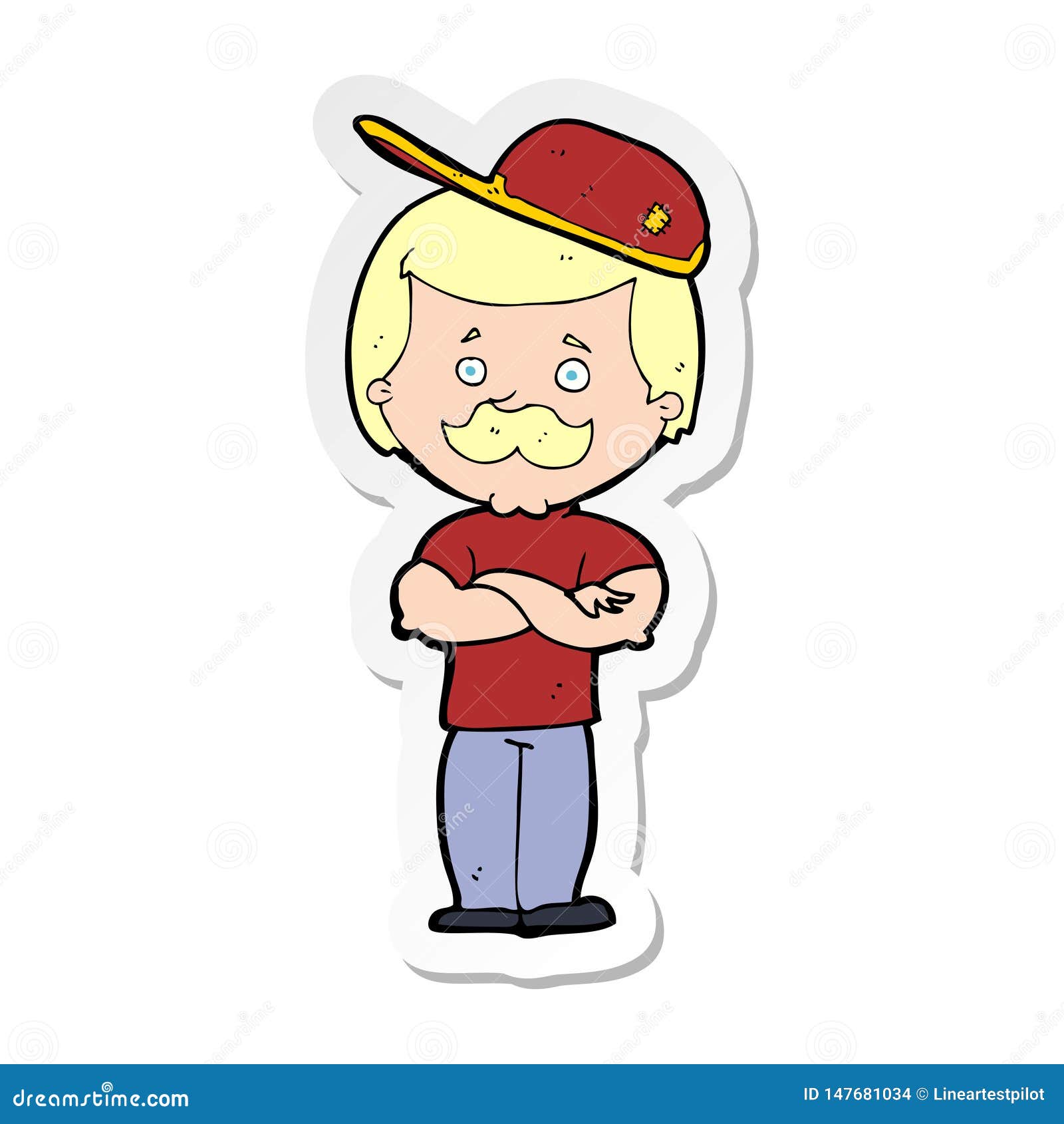 Sticker of a Cartoon Manly Man Stock Vector - Illustration of icon ...