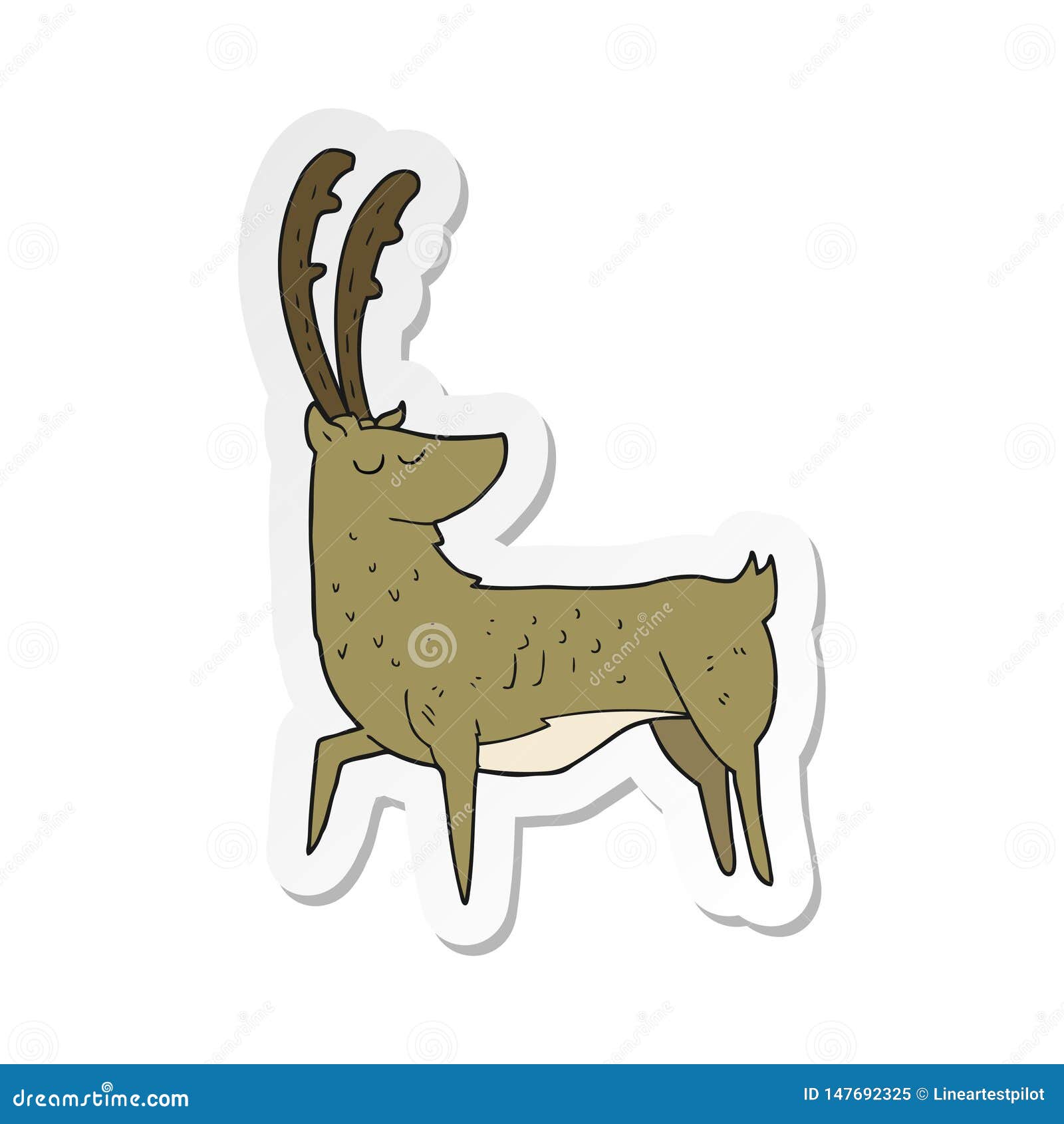 Sticker of a Cartoon Manly Stag Stock Vector - Illustration of stag ...