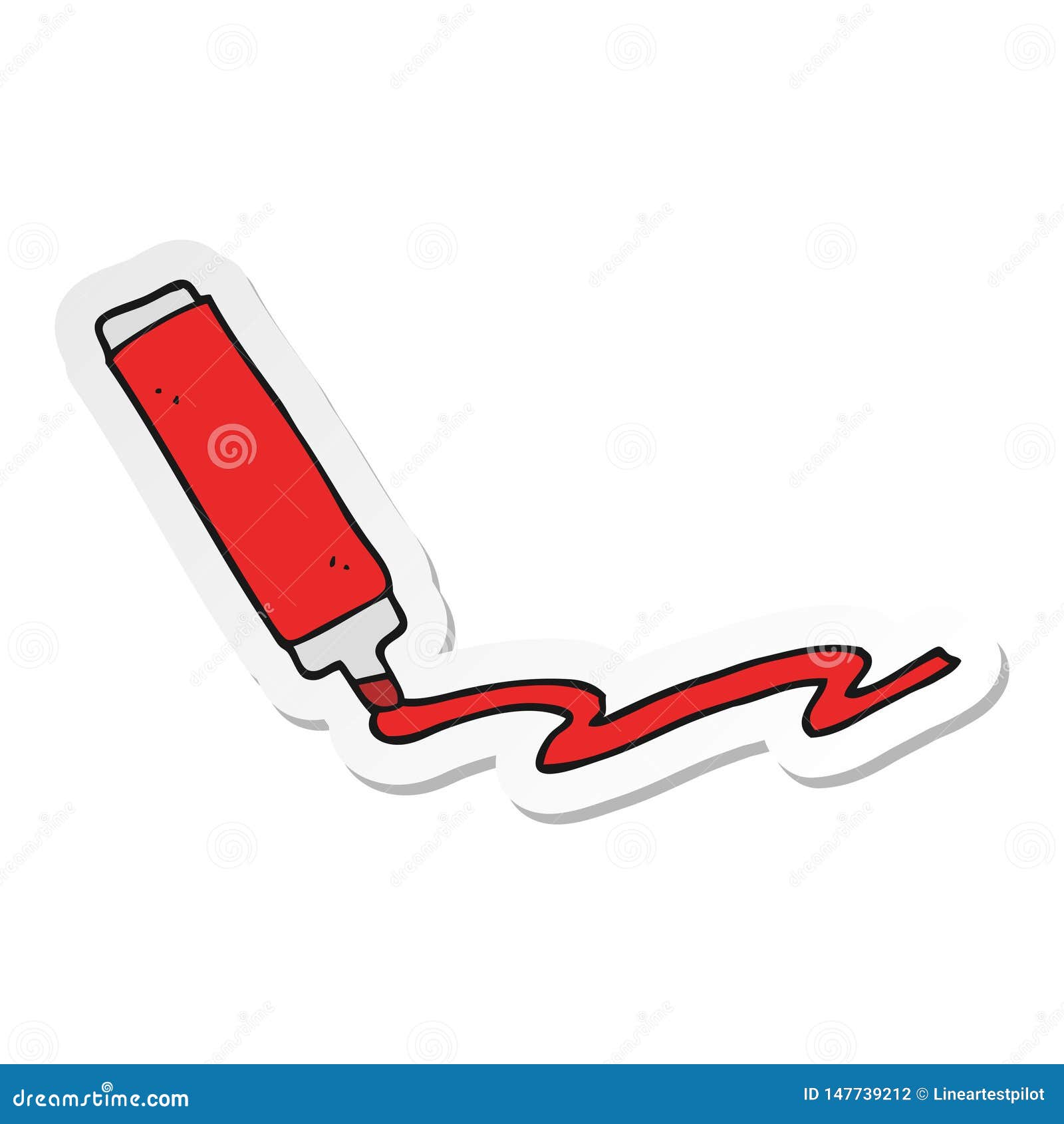 Sticker of a Cartoon Marker Pen Stock Vector - Illustration of hand ...