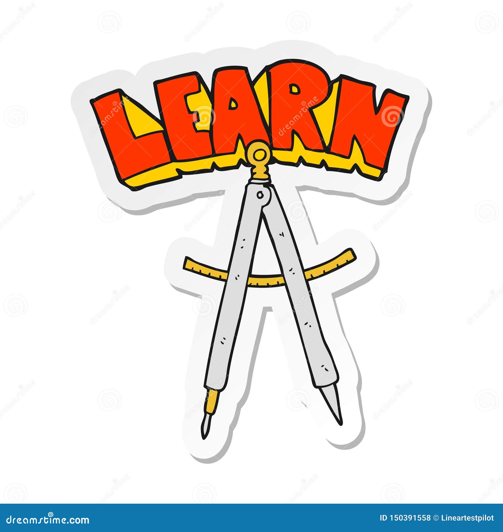 Sticker of a Cartoon Maths Compass Stock Vector - Illustration of ...