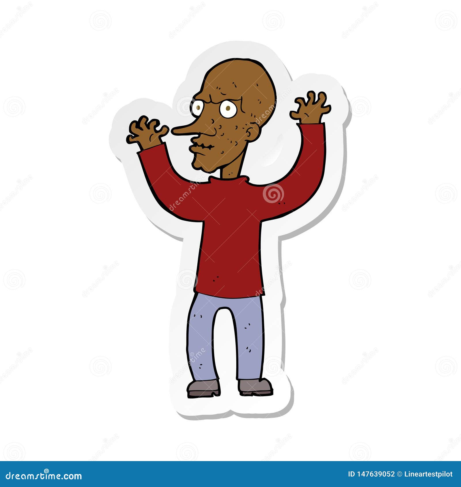Sticker of a Cartoon Mean Man Stock Vector - Illustration of male, clip ...
