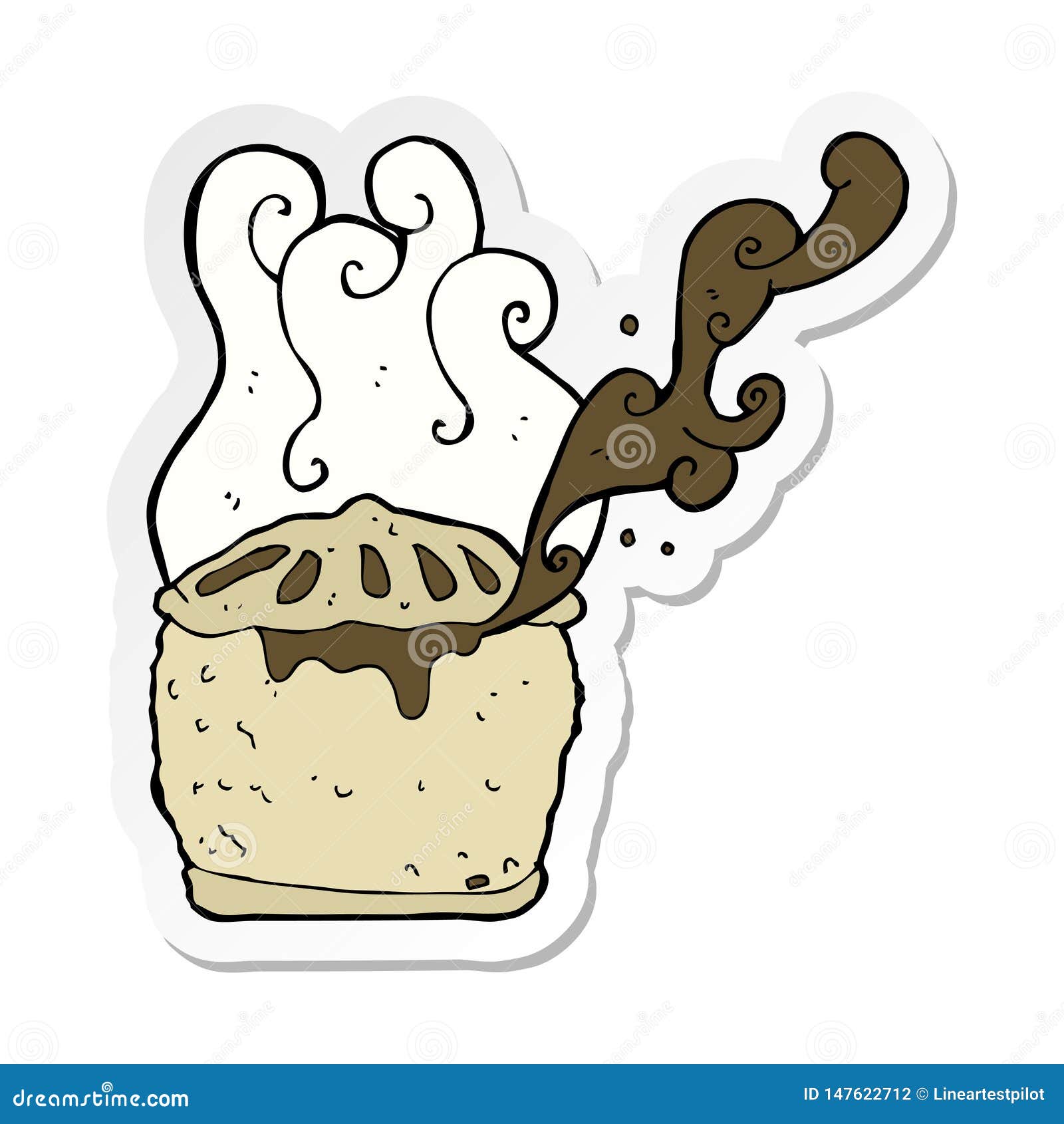 Sticker of a Cartoon Meat Pie Stock Vector - Illustration of drawing ...
