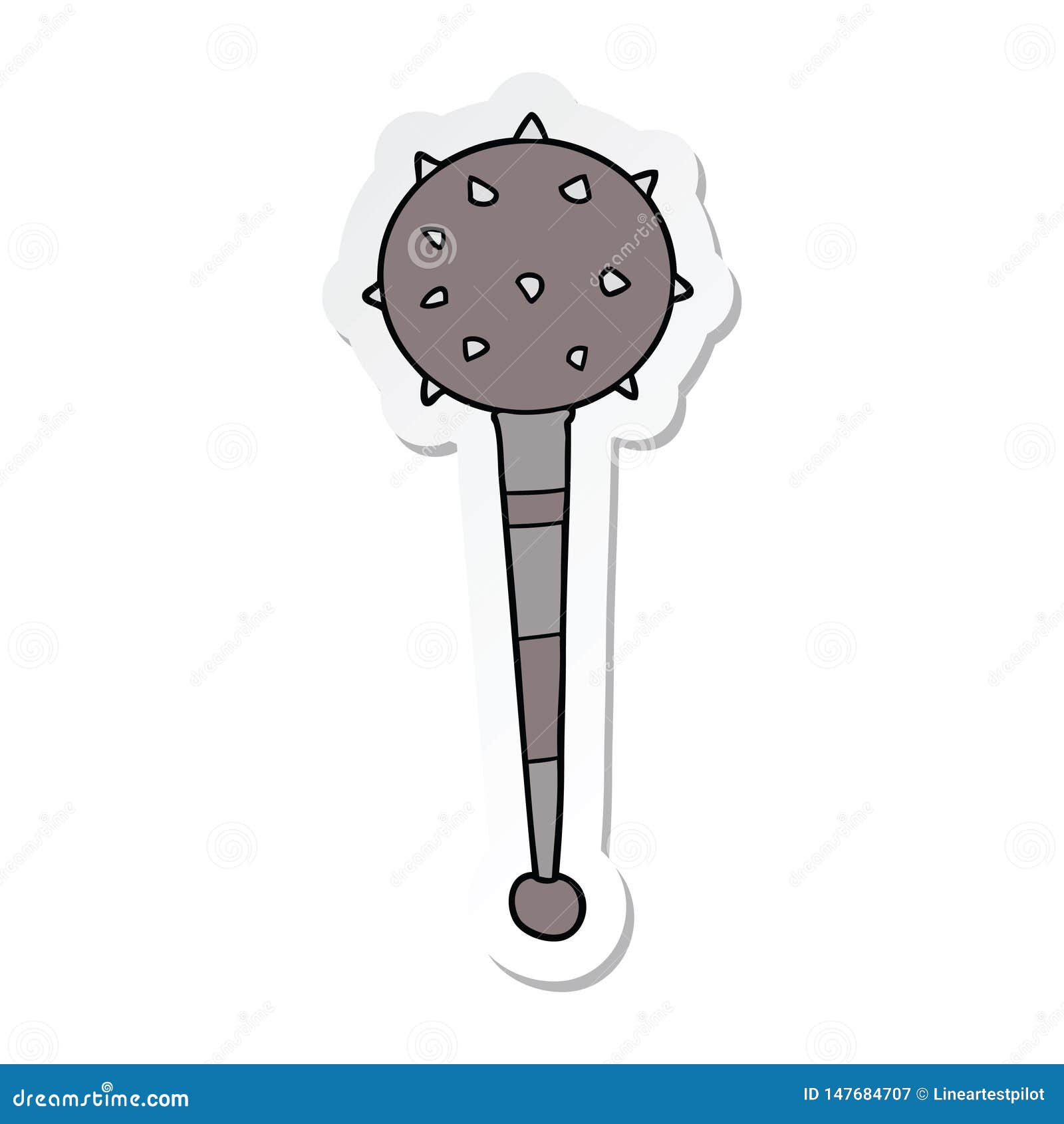 Sticker of a Cartoon Medieval Mace Stock Vector - Illustration of label ...