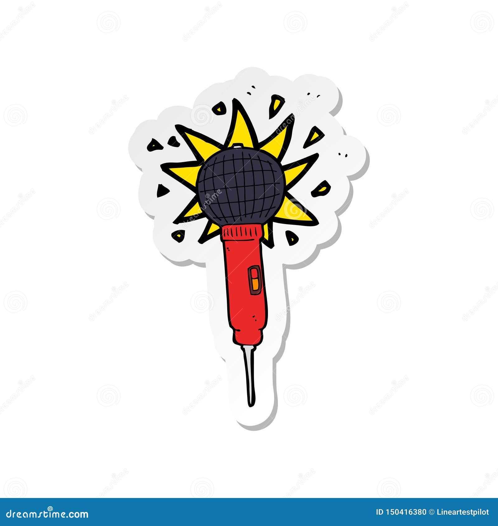 Sticker of a Cartoon Microphone Stock Vector - Illustration of clip ...